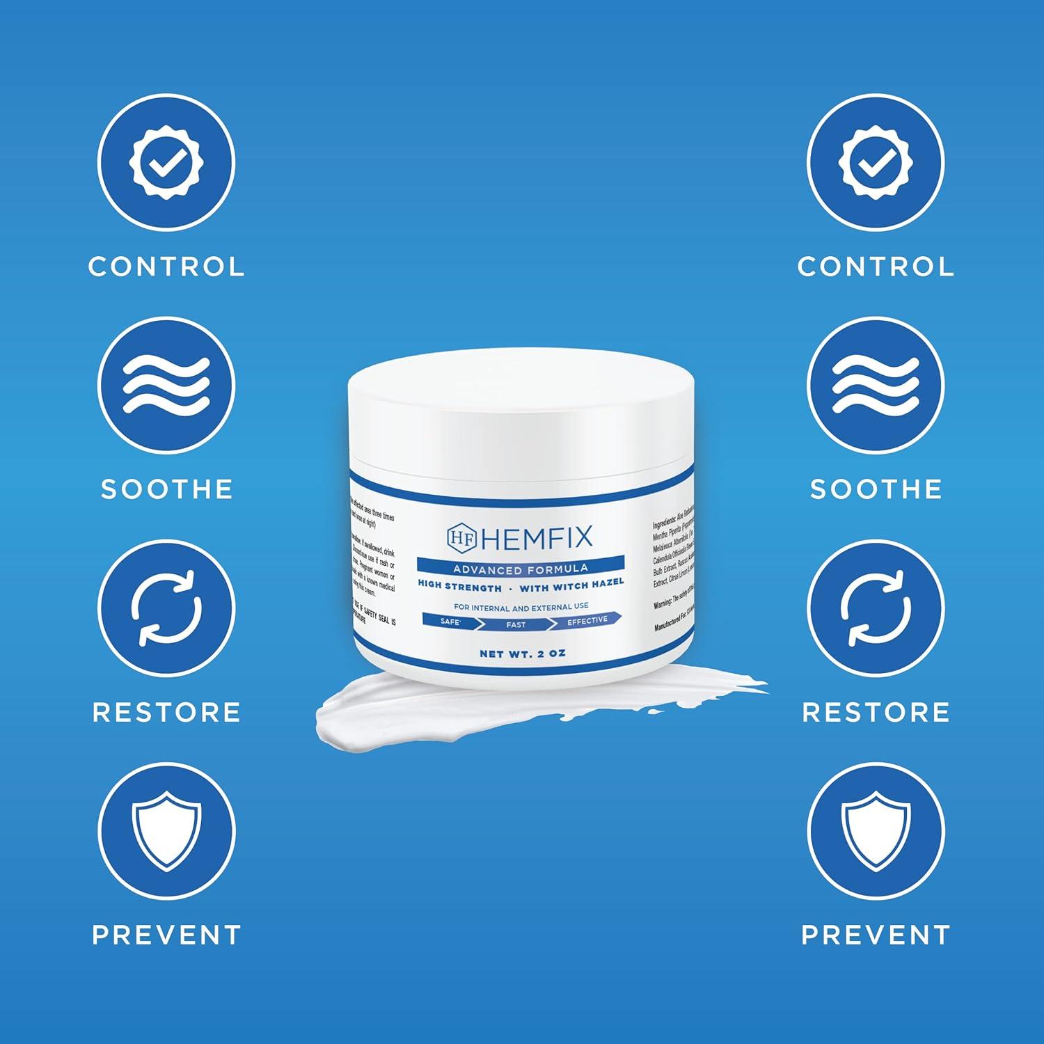 Hemfix Cream - USA Made Maximum Strength Fast Pain Relief for Damaged ...