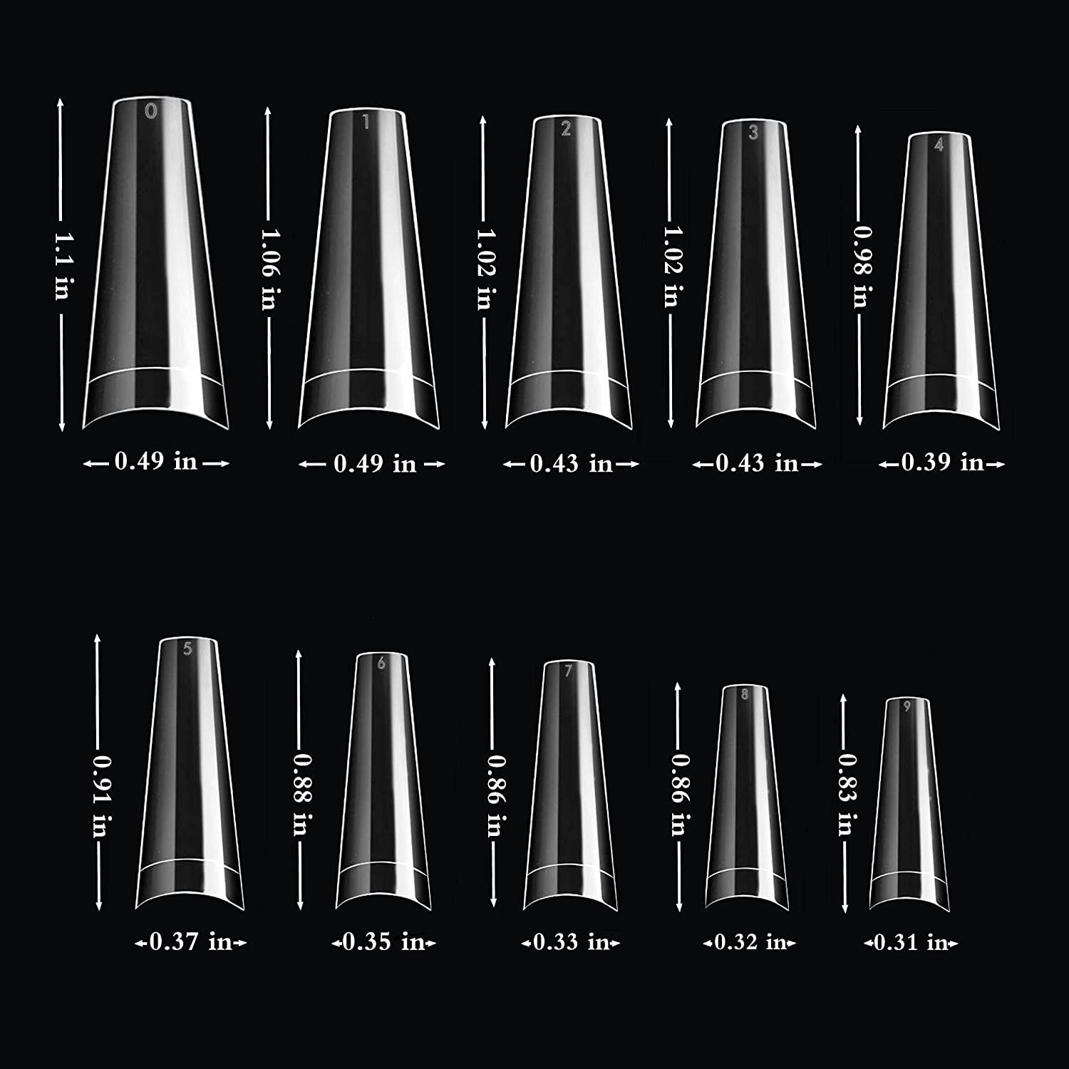 Clear Acrylic Coffin Nail Tips Set - 500 Pcs with Box, Clipper, Trimmer ...
