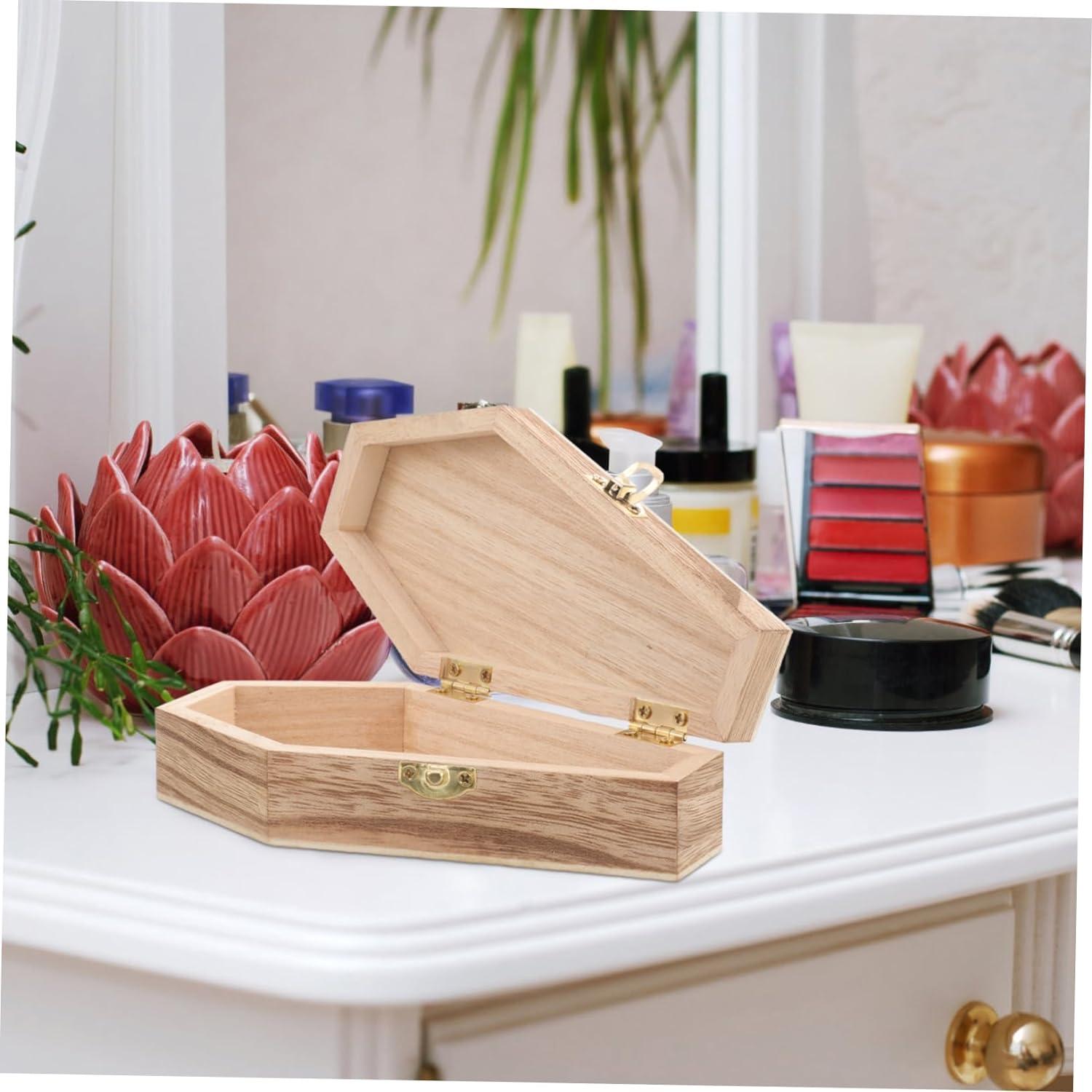 minkissy Box Wood Funeral Dollhouse Coffin Decor Coffins and Caskets ...