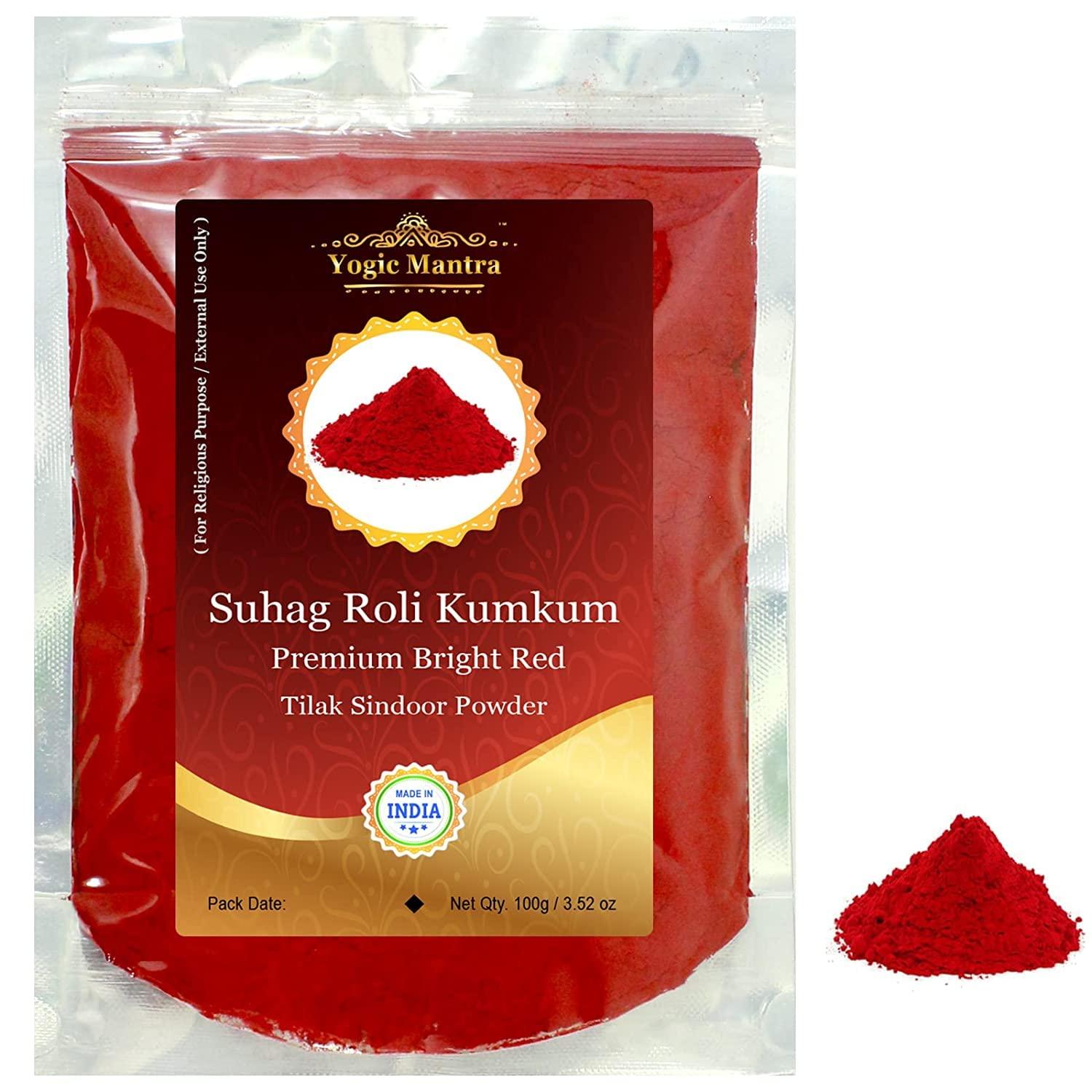 Yogic Mantra Suhag Roli Kumkum Powder (100g Resealable Pouch) Premium ...