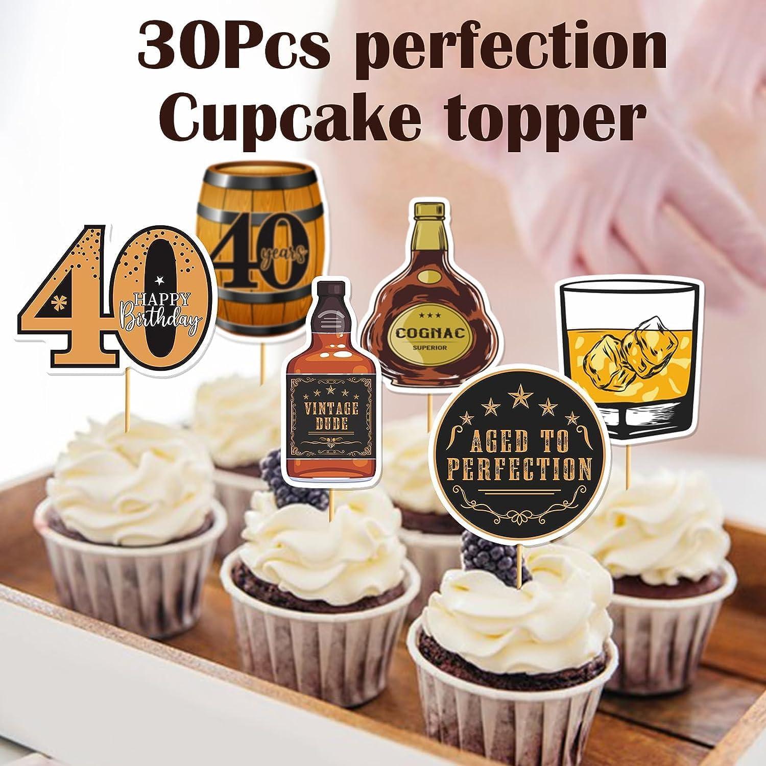 30Pcs 40th Birthday Cupcake Toppers for Men 40th Birthday Decorations ...