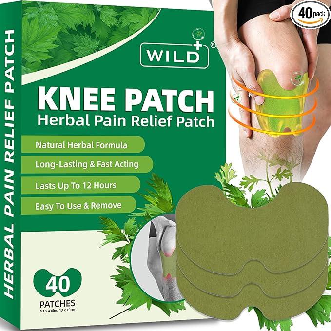WILD+ Knee Pain Relief Patches 40pcs Heat Patches for Knee Natural Knee ...