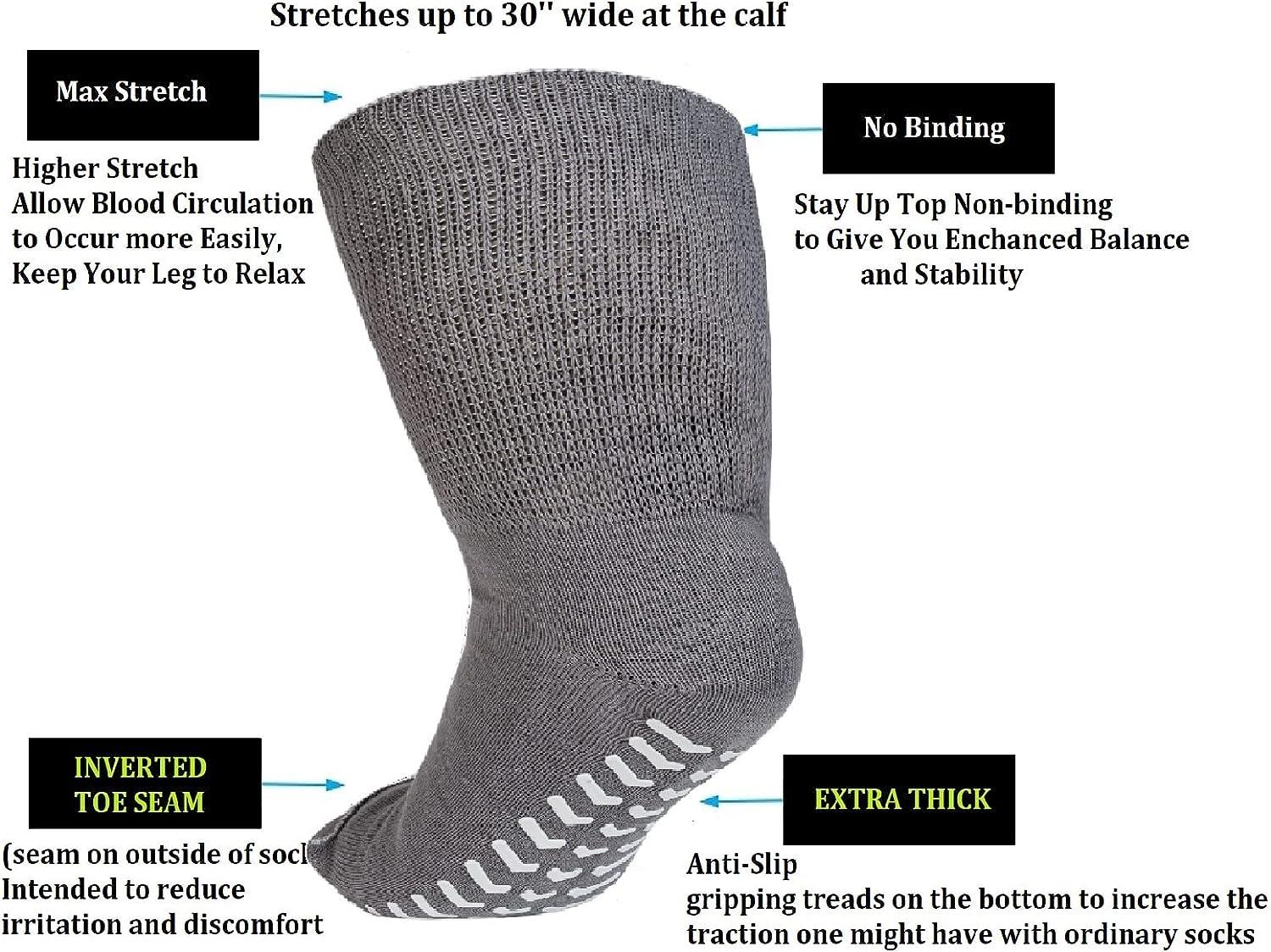 Extra Wide Non-Slip Cast Socks for Swollen Feet, Diabetic Edema - 2 ...