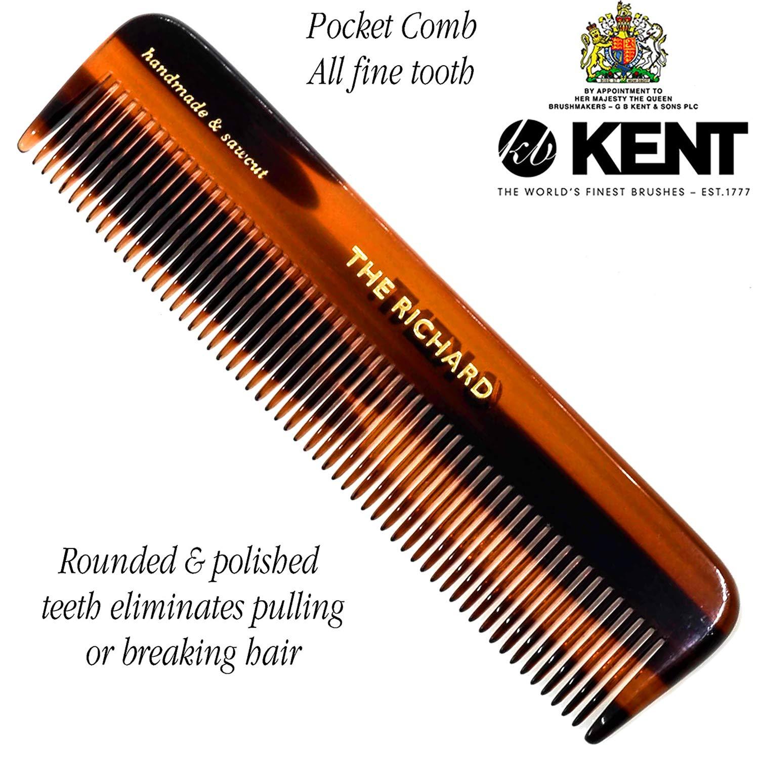 Kent A FOT Limited Edition Handmade Pocket Comb for Men - Fine Tooth Hair, Beard & Mustache ...