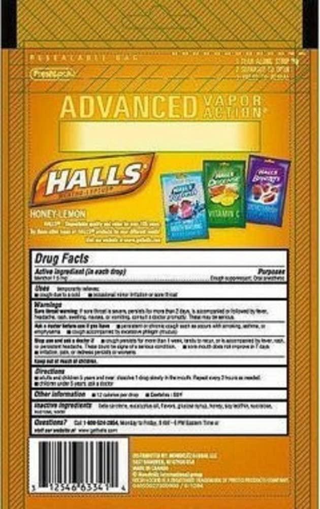 Halls Menthol Honey-Lemon Drops - 40 ct | Cough Suppressant & Oral ...