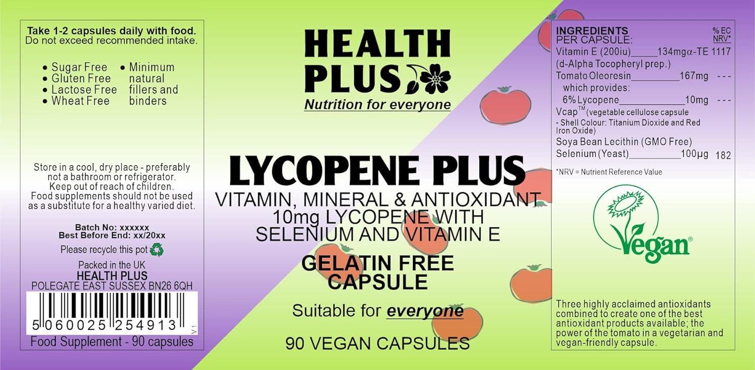 Health Plus Lycopene Plus 10mg Men's Health Supplement - 90 Gelatin ...