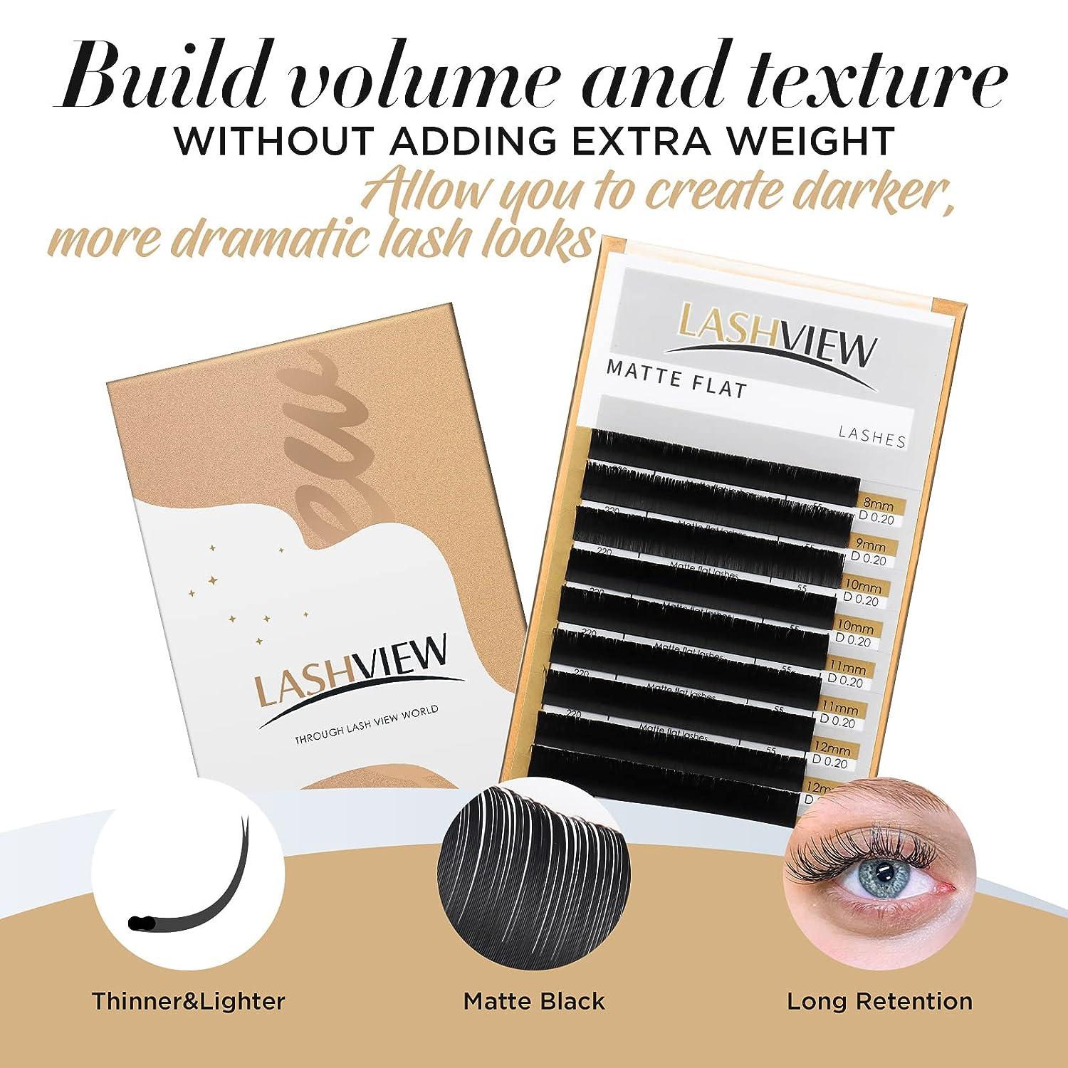 LASHVIEW Ellipse Flat Eyelash Extensions 0.15mm C Curl Mixed Tray 8 ...