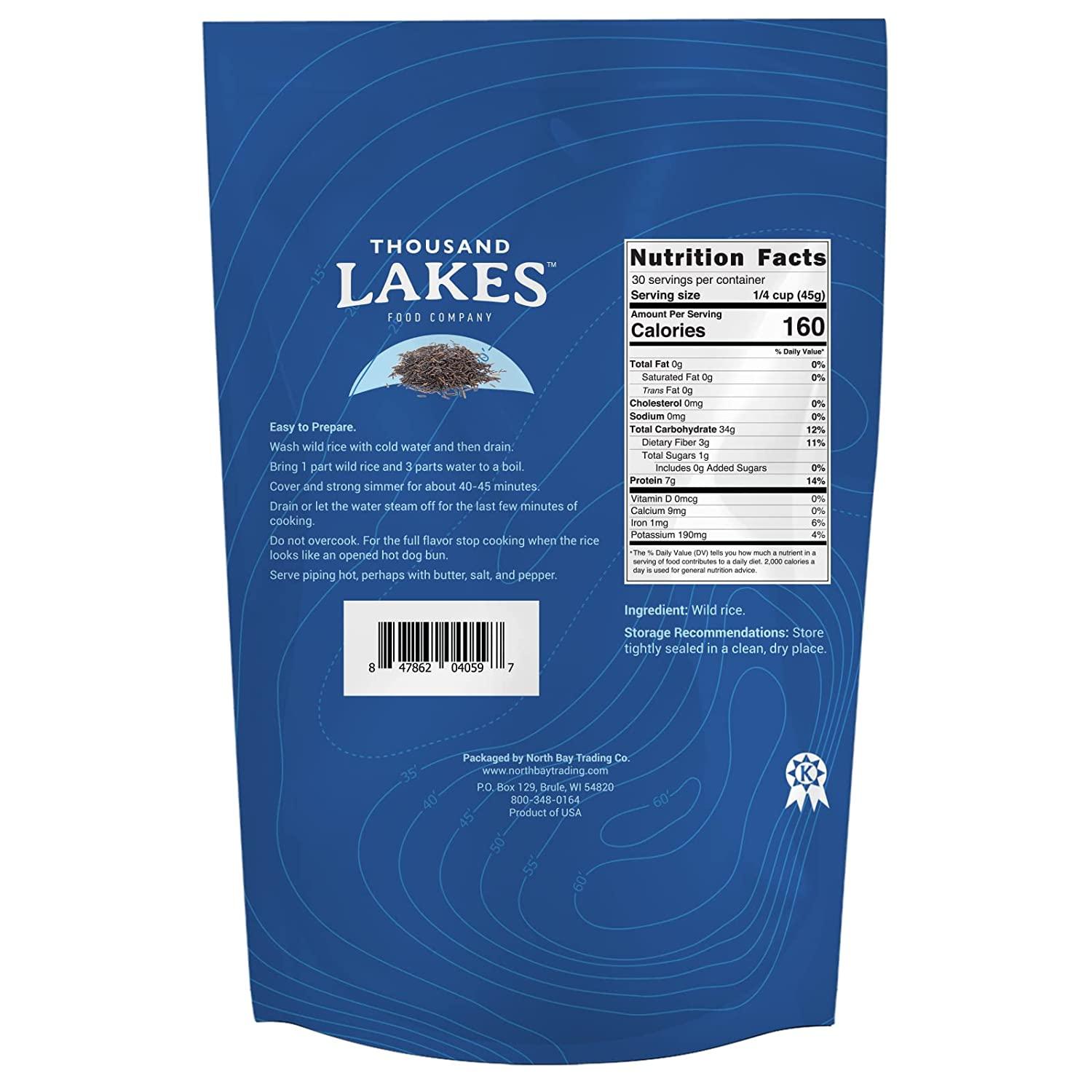 Thousand Lakes Minnesota Grown Wild Rice - 3lbs Bulk Pouch - 100% ...