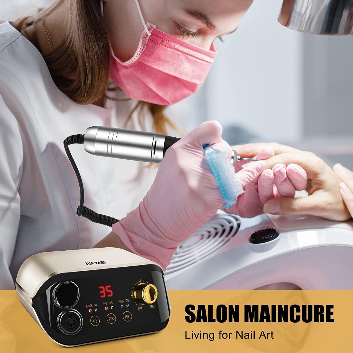 JUEMEL Professional Nail Drill Machine 35000rpm with Foot Pedal ...
