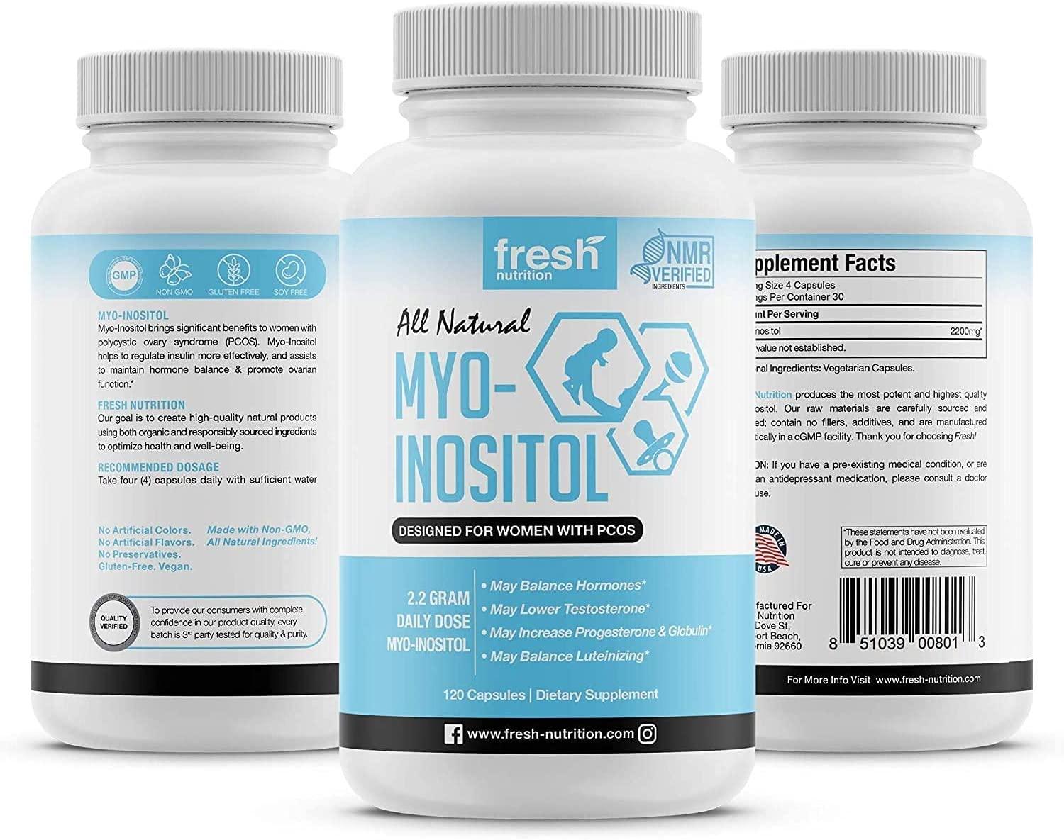 High Potency Myo-Inositol PCOS Supplement 2200mg - 120 Capsules - NMR ...
