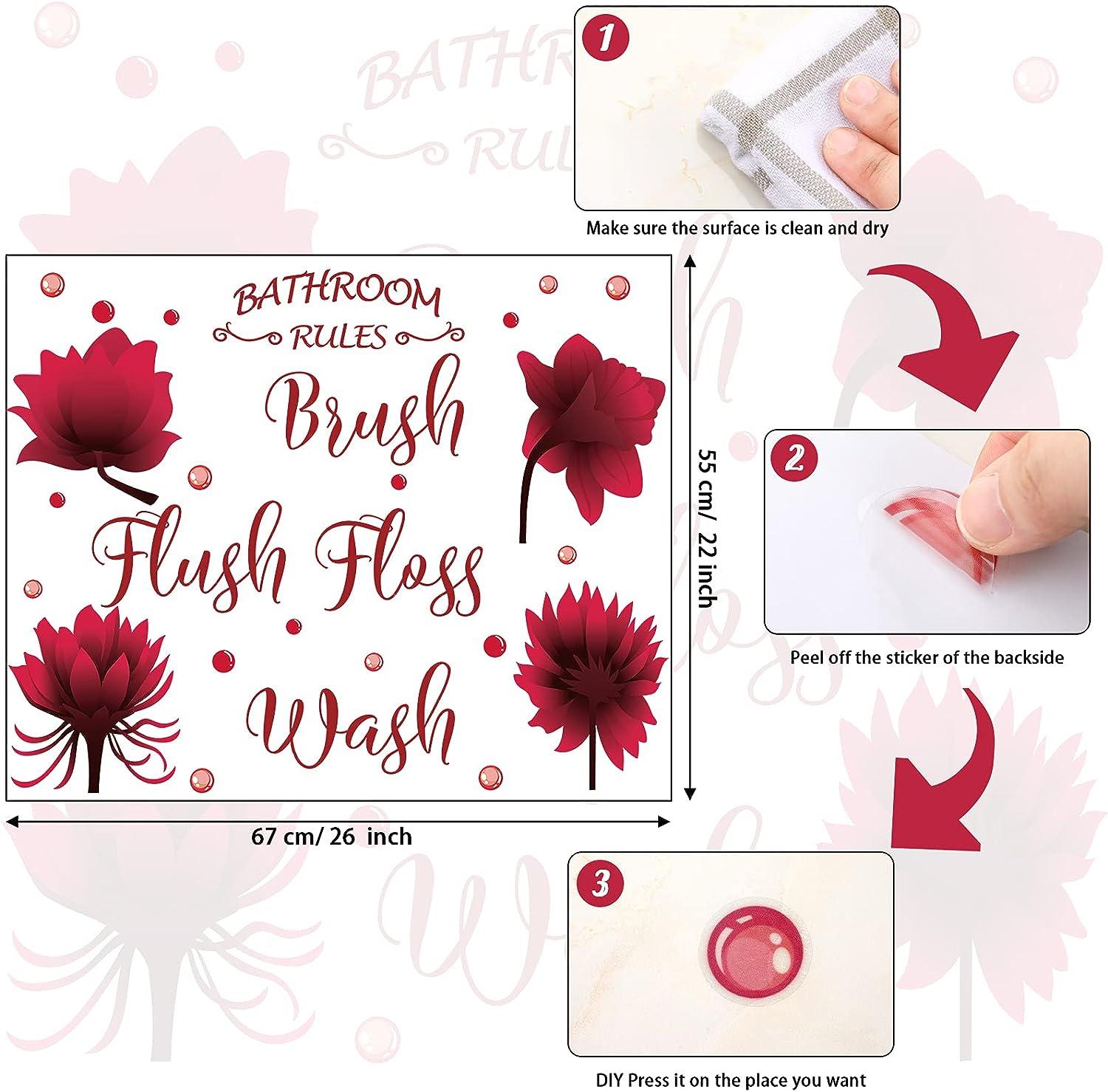 Bathroom Wall Decals Set - Wash Brush Flush Floss Rules Decor Stickers ...