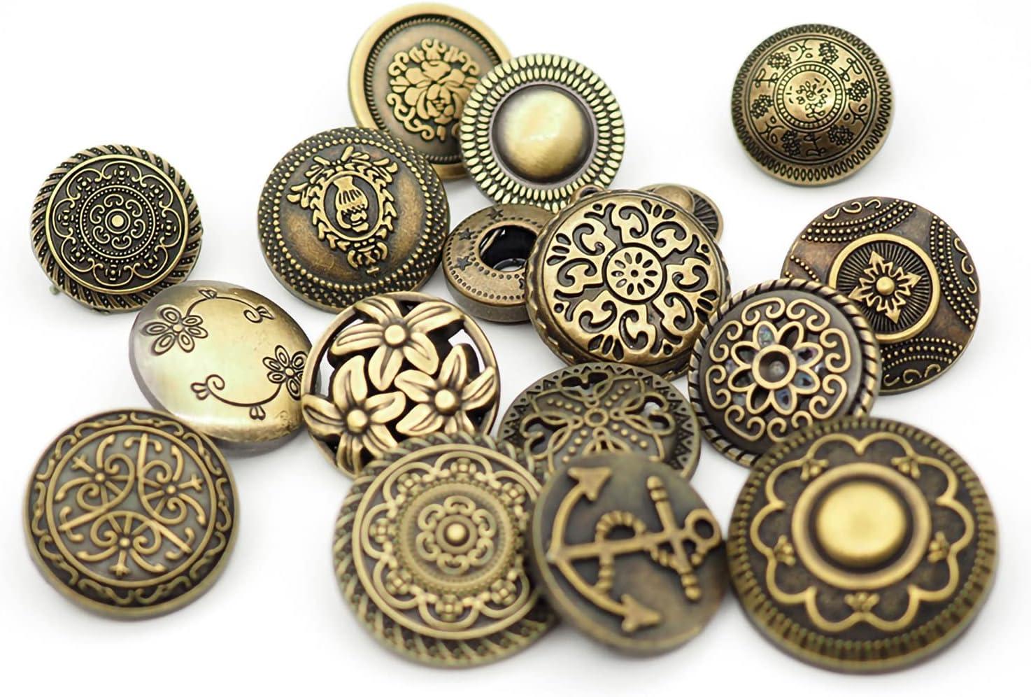 Wiosny 15 Sets Antique Fasteners Snaps Decorative Snaps Button Wallet ...