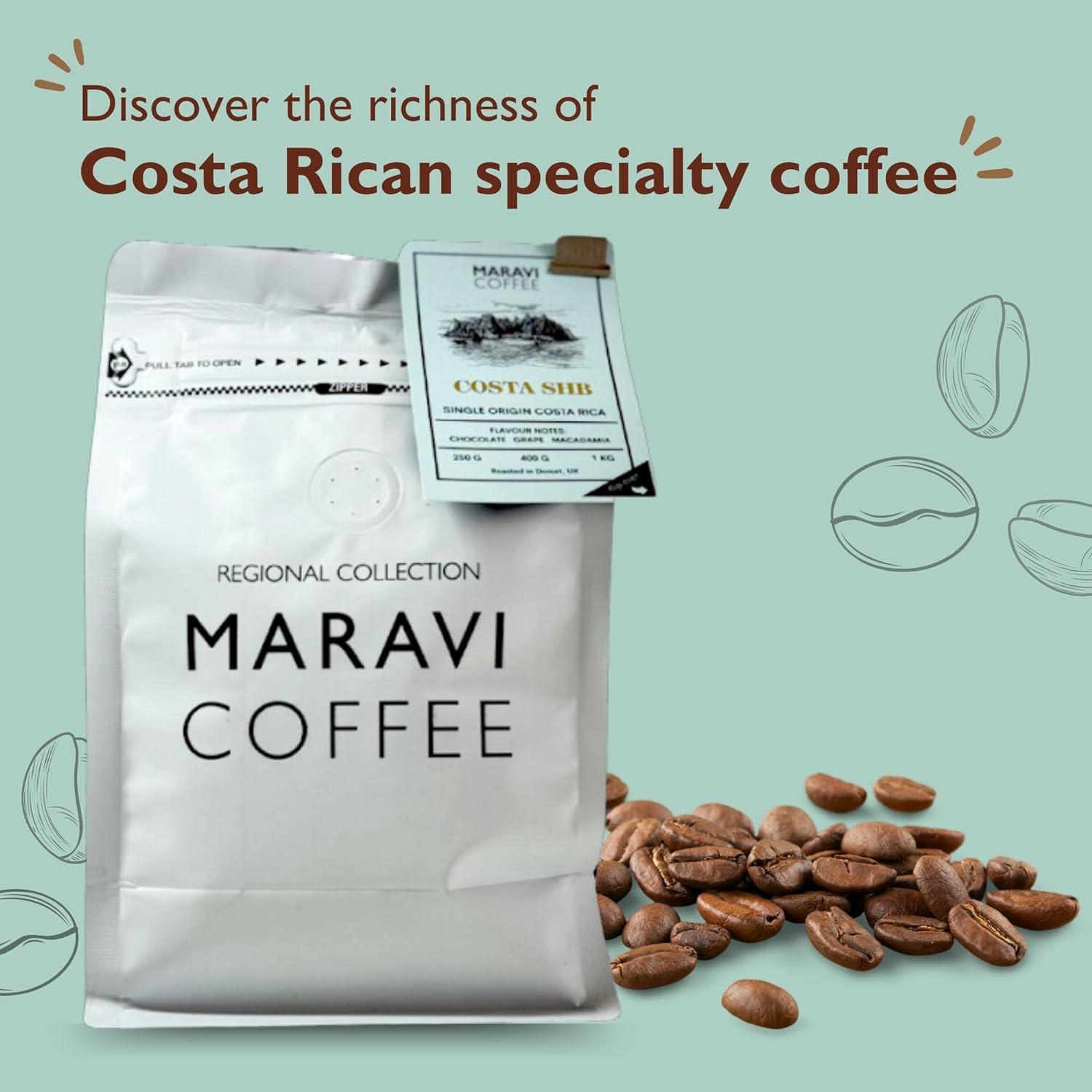 Maravi Speciality Coffee - Costa Rica SHB Arabica Coffee - Drip Grind Coffee - Medium Roast ...