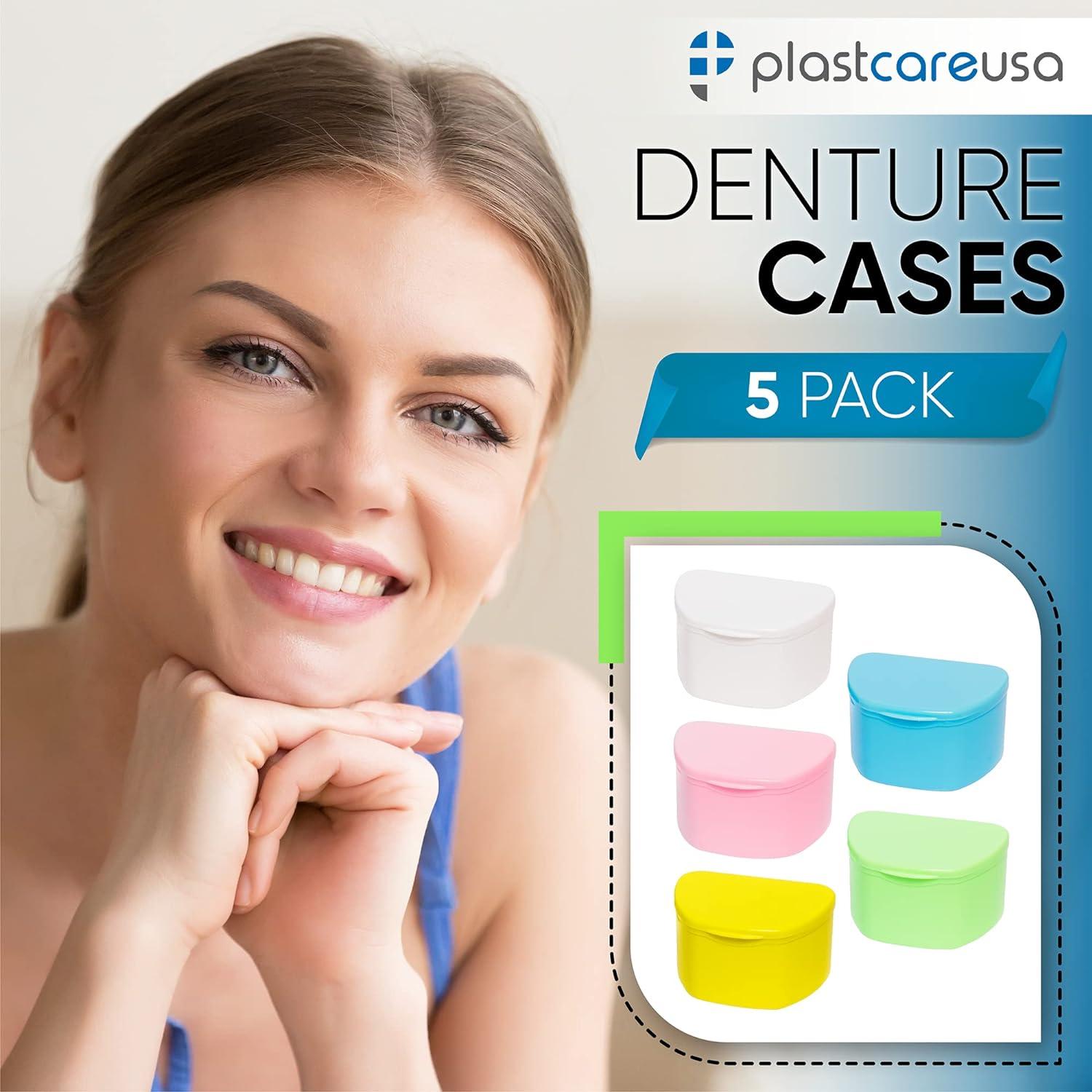 Denture Case 5-Pack - Dental Box for Teeth & Retainers - Travel ...