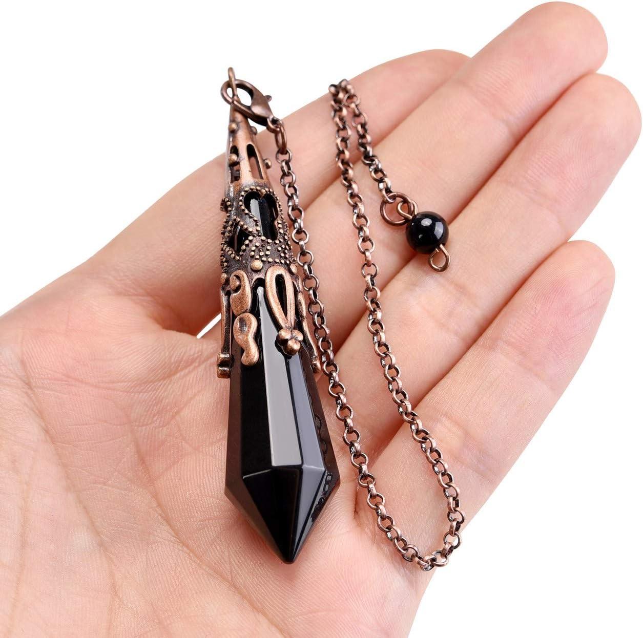 JOVIVI Natural Black Obsidian Crystal Dowsing Pendulum for Healing and ...