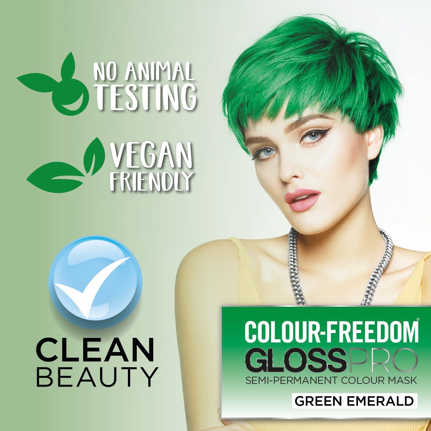 Colour-Freedom Gloss Pro Emerald Green Hair Colour 150ml - Vegan Semi ...