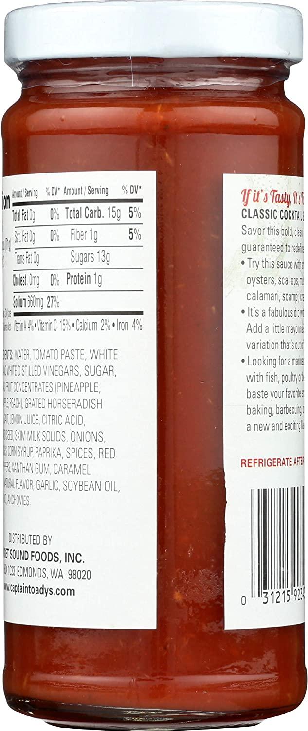 Captain Toady's Tasty Cocktail Sauce 8 oz - Delicious Seafood Condiment ...