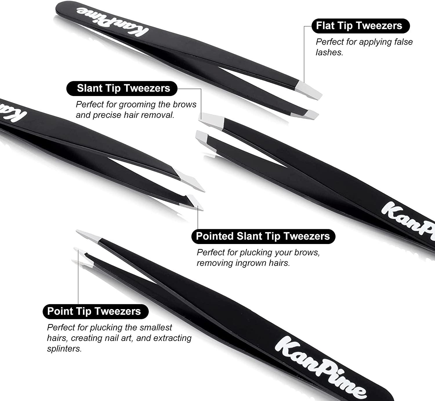 KanPime Professional Stainless Steel Tweezers Set with Storage Case ...