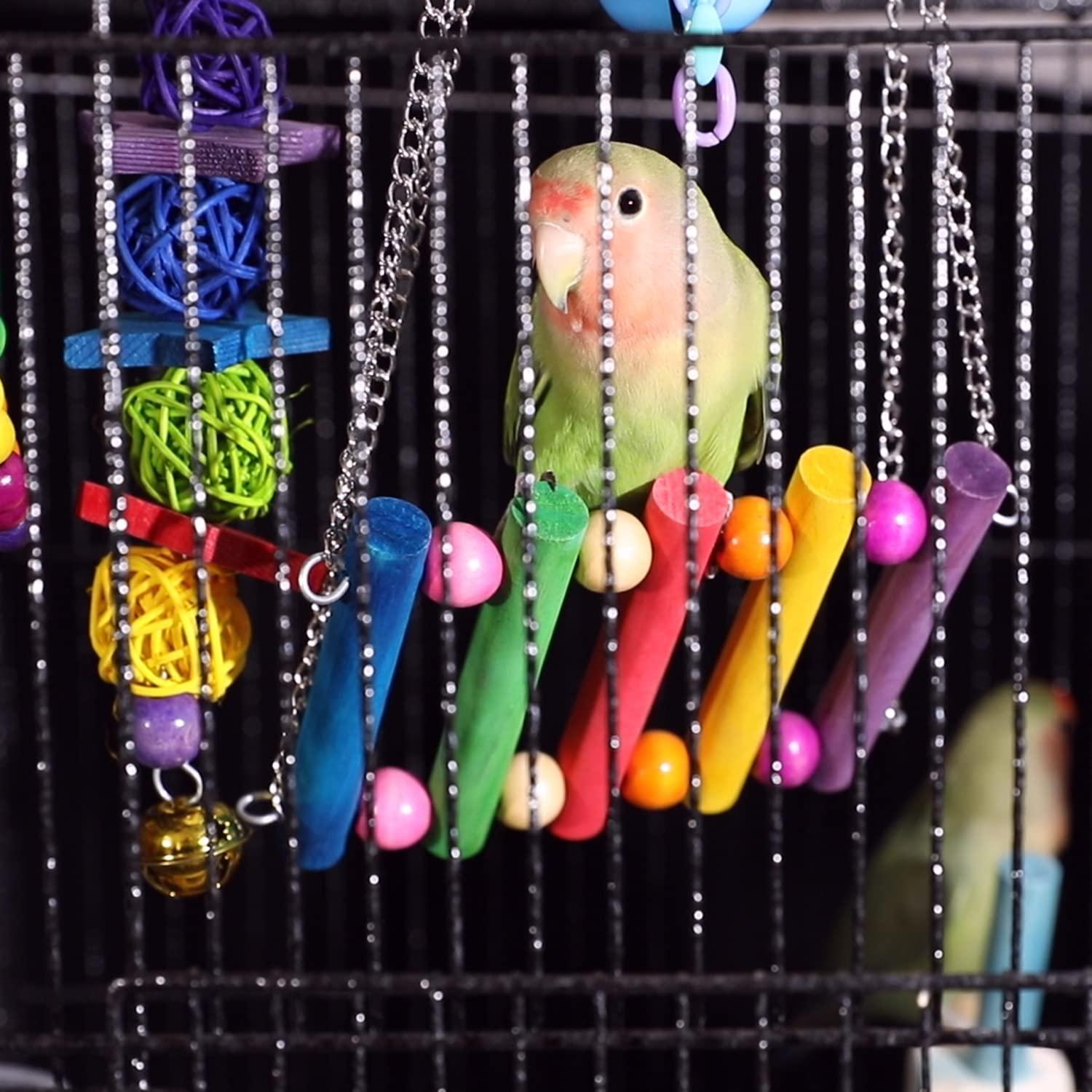 Deloky 8 Pack Bird Swing Chewing Toys - Parrot Hammock Bell Toys for ...
