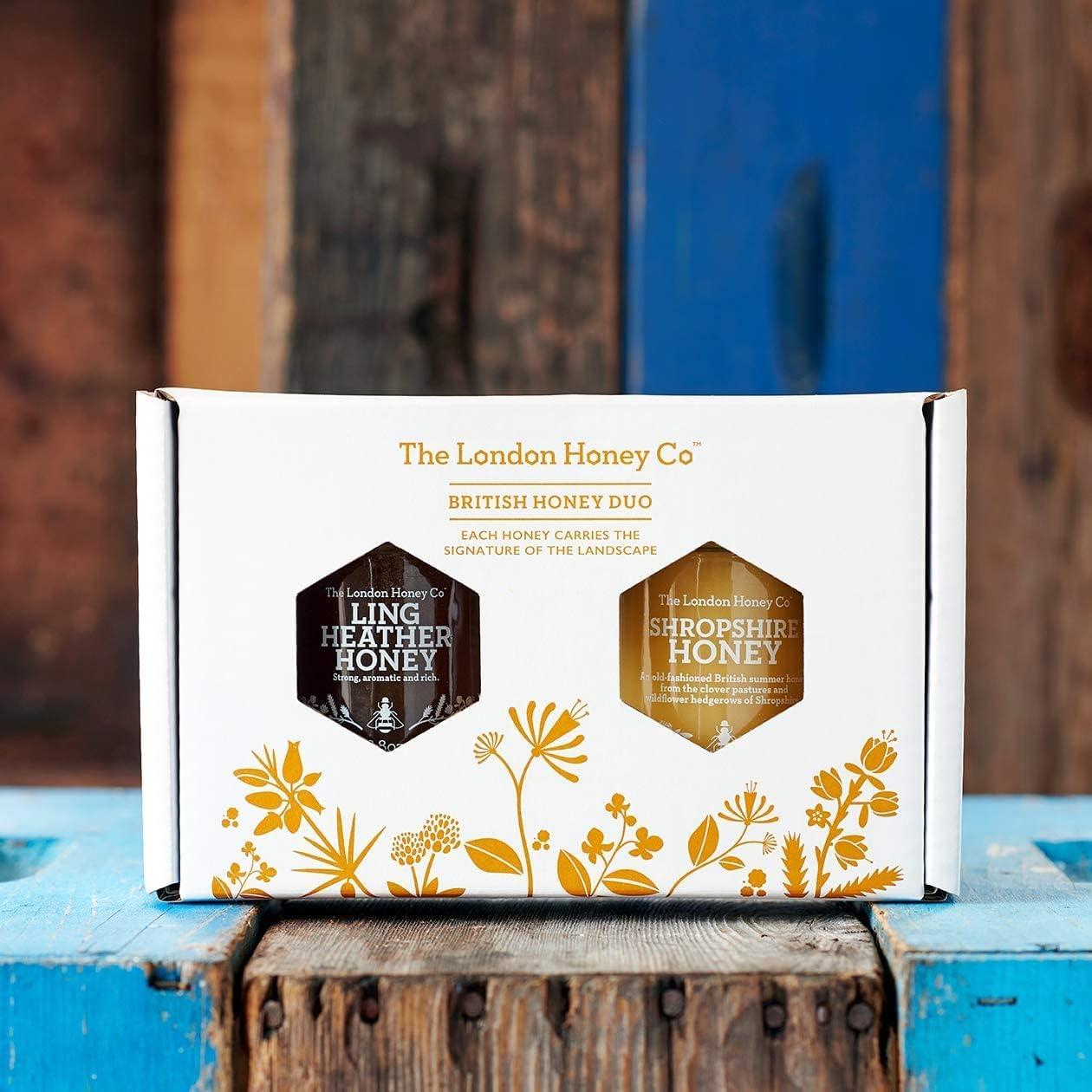 The London Honey Company - British Honey Duo (250g x 2 Jars) + Wooden ...