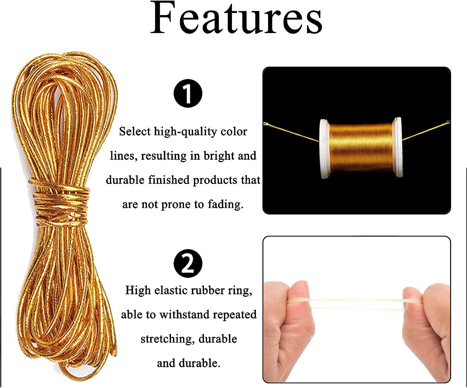5M Metallic Elastic Cords Hair Strings for Braids - Gold/Silver Tinsel ...