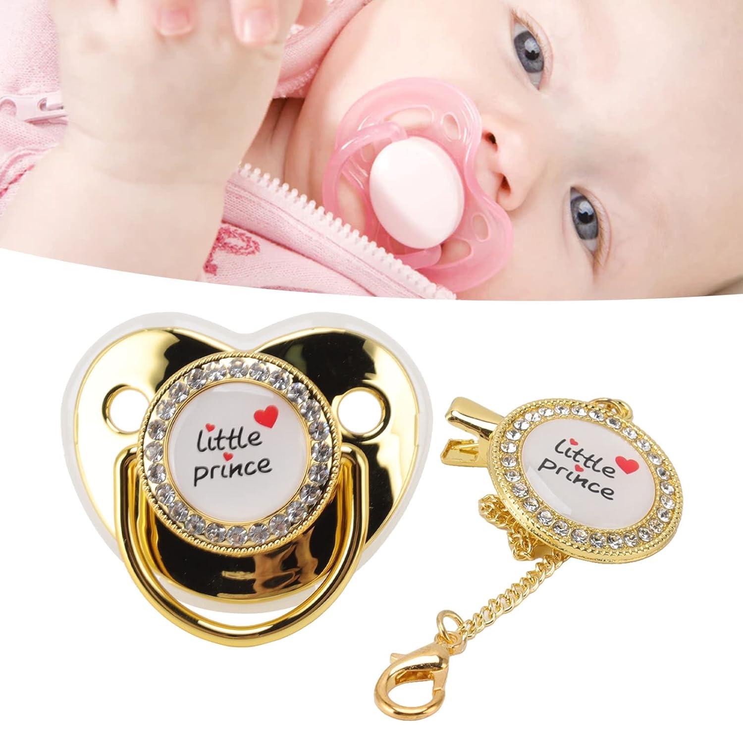 Luxury Baby Pacifier - Portable Gold Bling Silicone Nipple with Chain ...