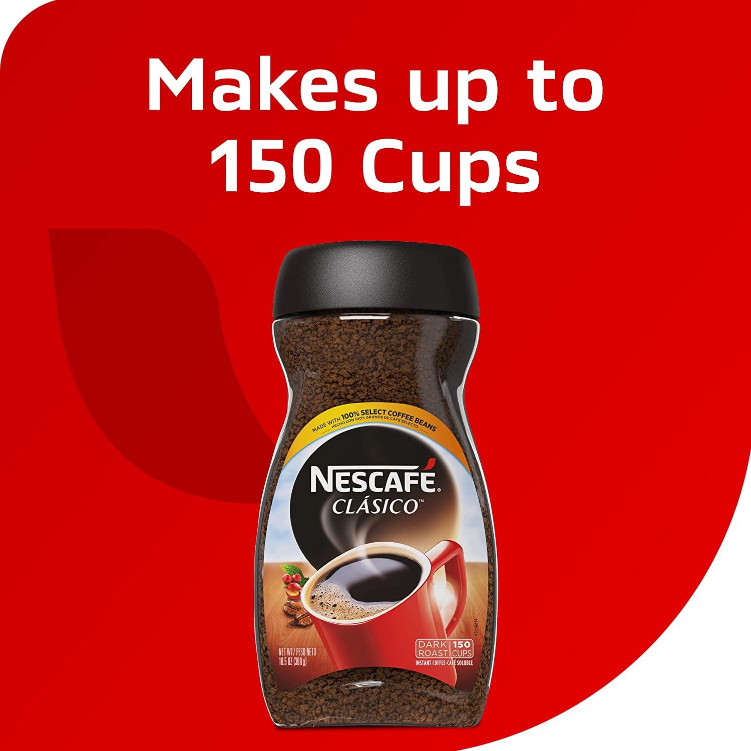 NESCAFE CLASICO Dark Roast Instant Coffee 10.5 oz. Jar - Bold Flavor ...