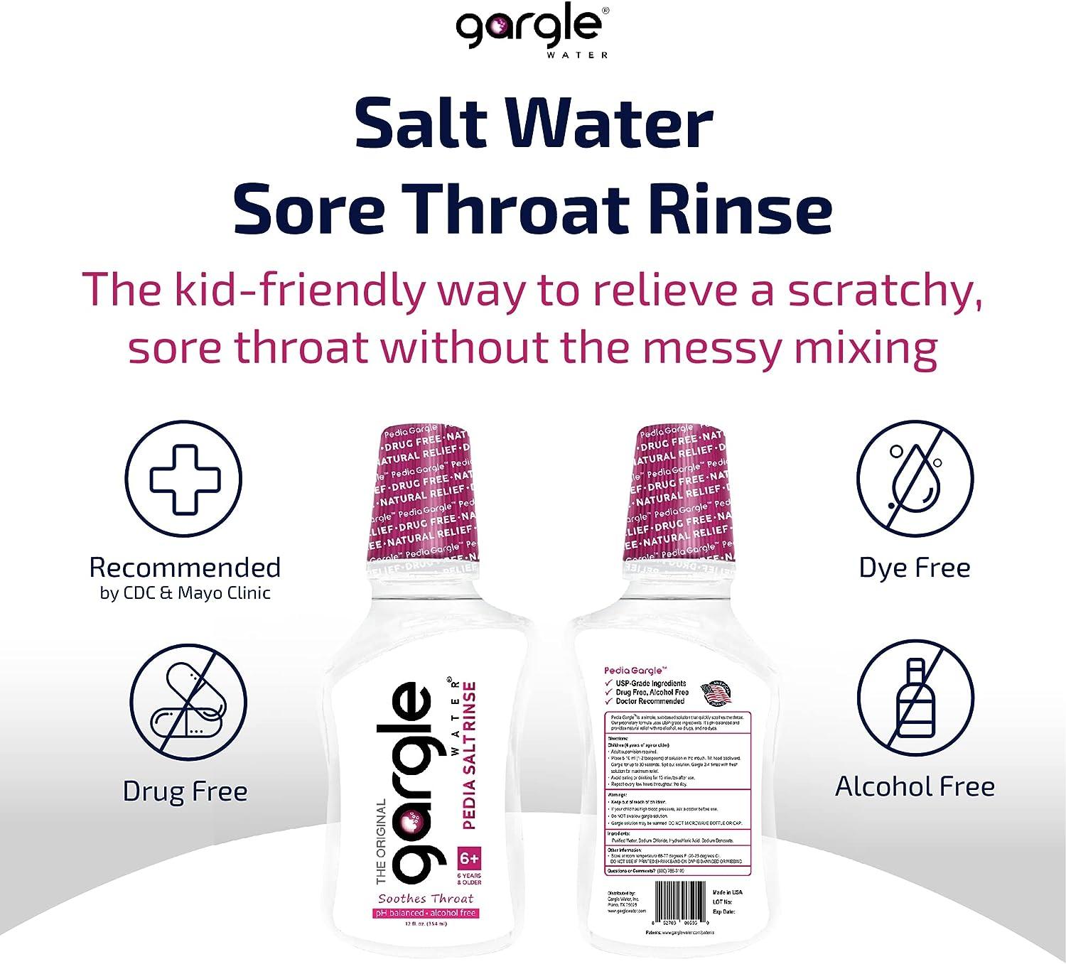 Gargle Water Pedia Salt Rinse Mouthwash 12 fl Oz - Natural Remedy for ...