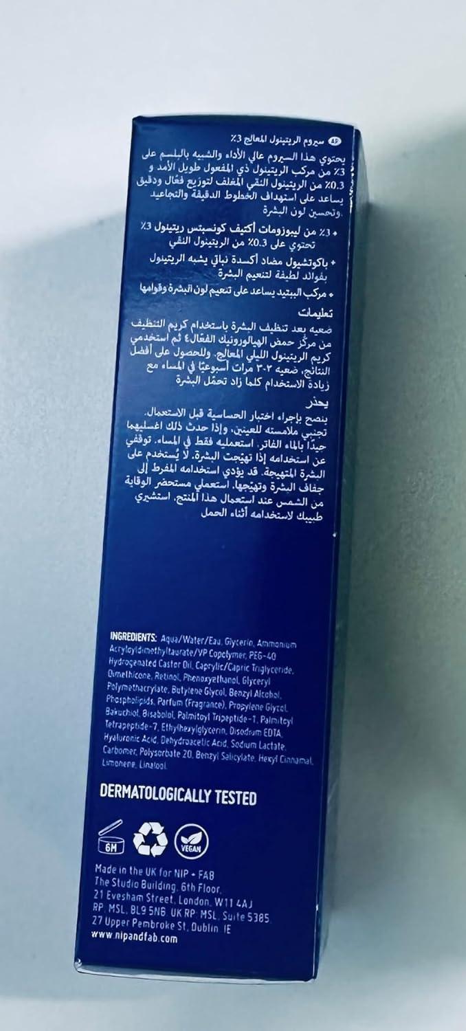 Nip+Fab Retinol Fix Serum 3% - Time-Release Serum with Pure Retinol, Bakuchiol, Peptide Complex ...