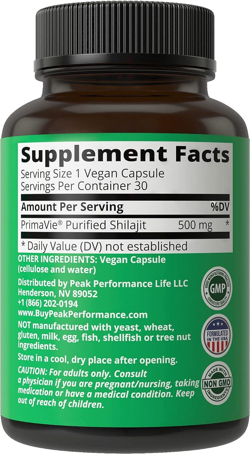 PrimaVie Purified Shilajit Capsules - Natural Supplement with 40+ Trace ...