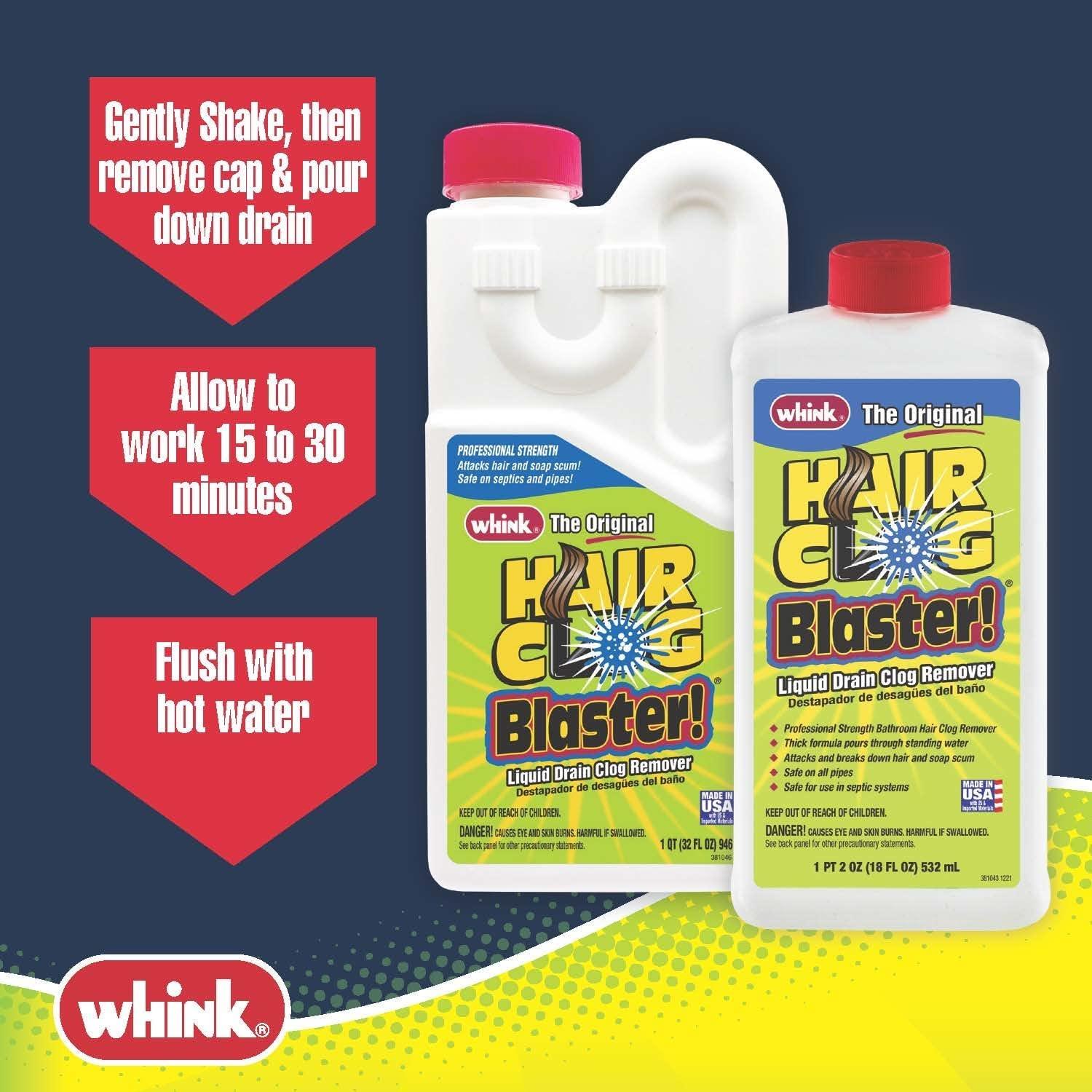 Whink 6217 Hair Clog Blaster 32oz - Powerful Drain Cleaner for Stubborn ...