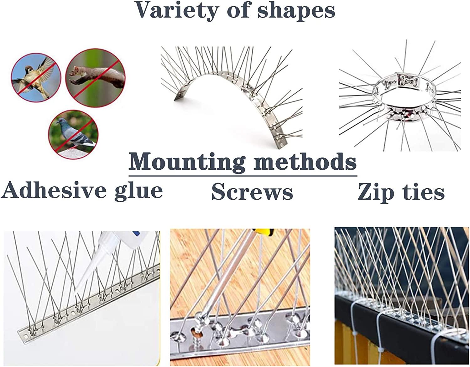 Metal Bird Spikes for Small Birds & Pigeons - Stainless Steel Anti-Nesting Deterrent 11ft (10 ...