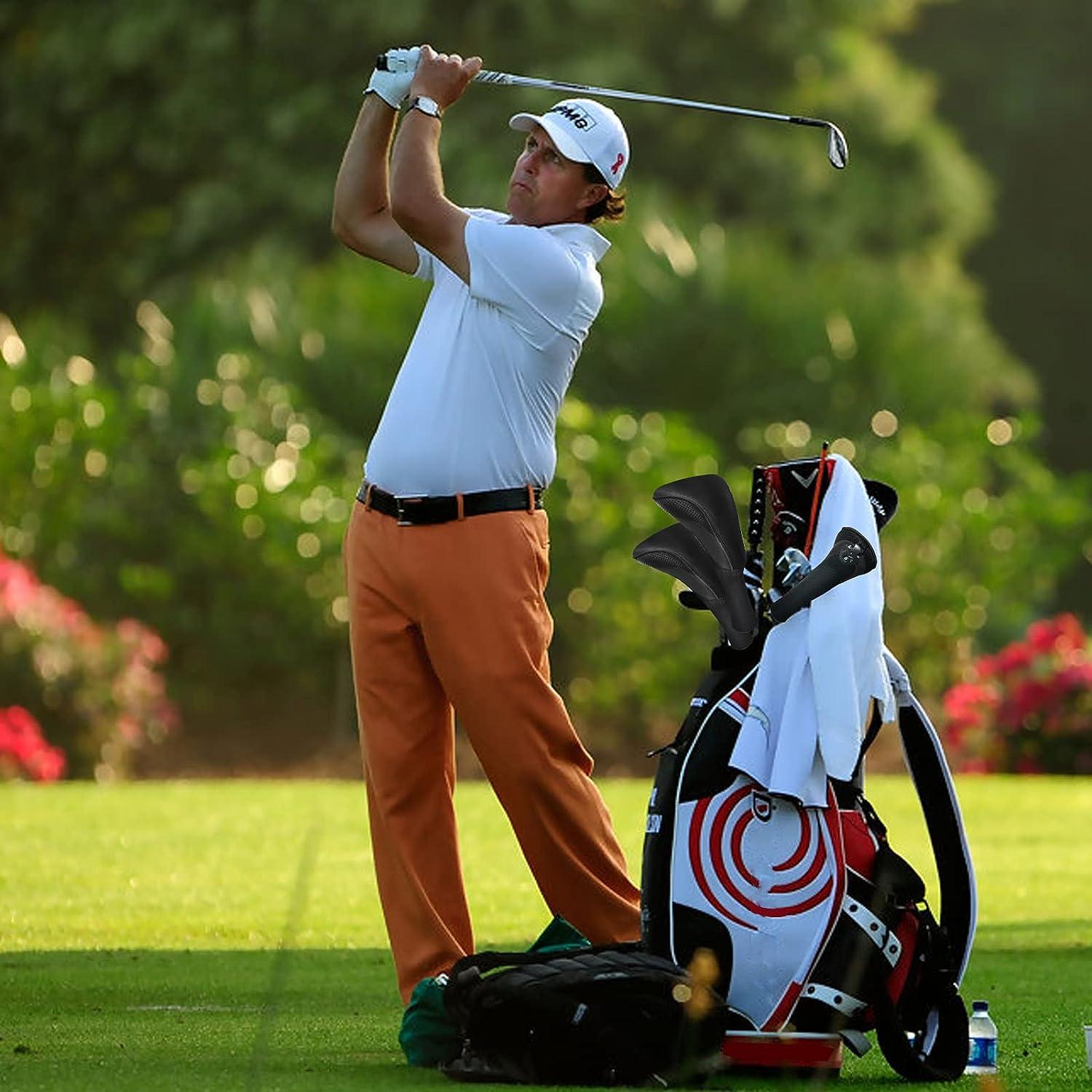 Golf Club Head Covers Set - Long Neck Mesh Sports Fan Design - 3 Pieces ...