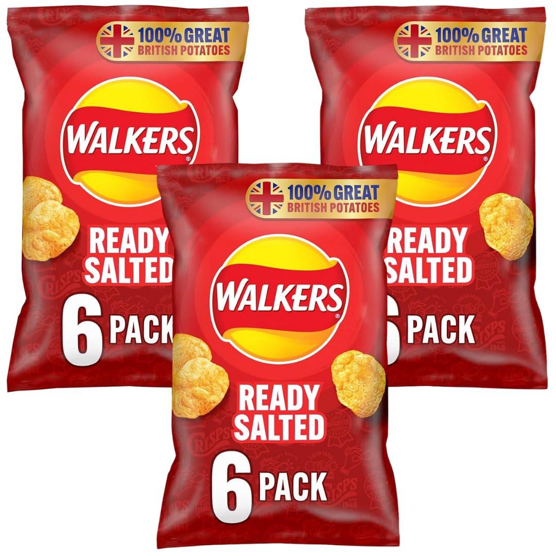 Crisps Bundle with Walkers Ready Salted Multipack Crisps 6x25g (3 Pack ...