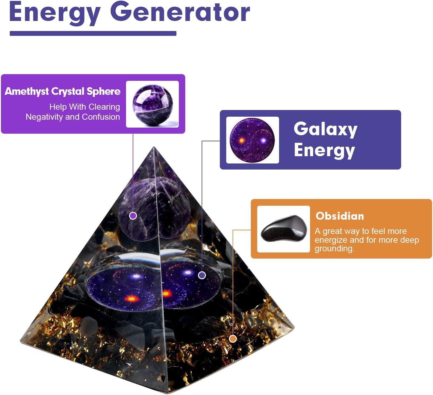 Orgone Pyramid Kit - Handmade Amethyst Crystal Sphere with Obsidian ...
