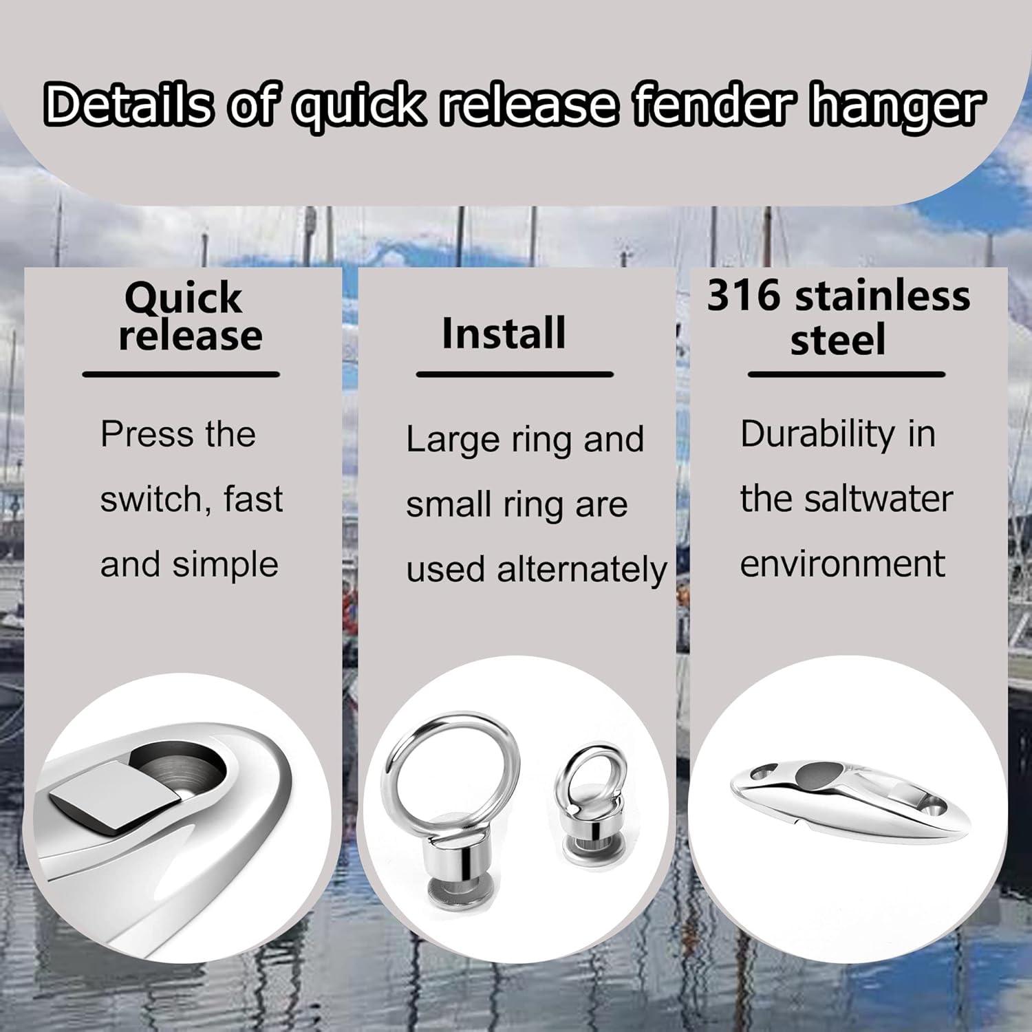 Quick Release Fender Hanger 316 Stainless Steel | Pack of 2 | Marine ...