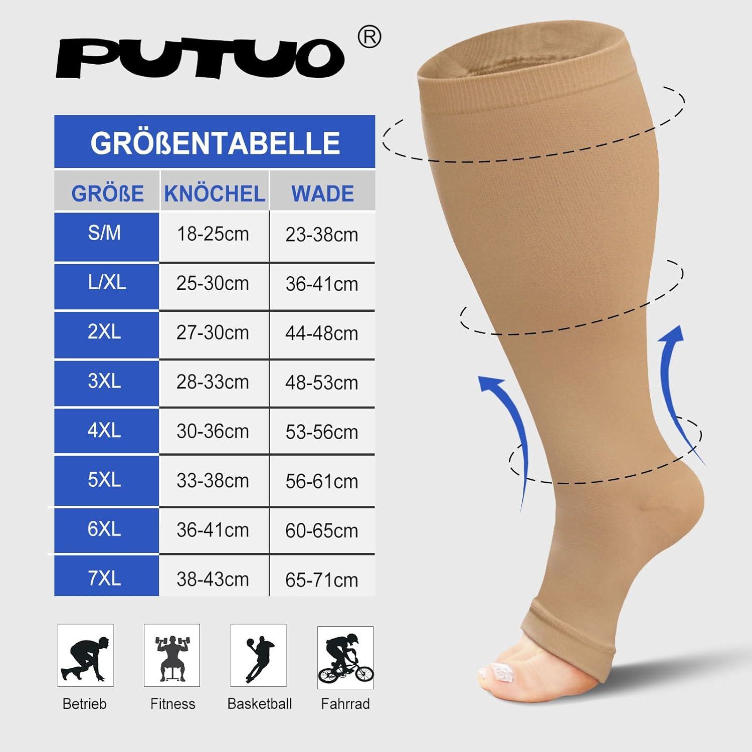 Putuo Compression Stockings for Men & Women - Oversize Thrombosis Socks ...