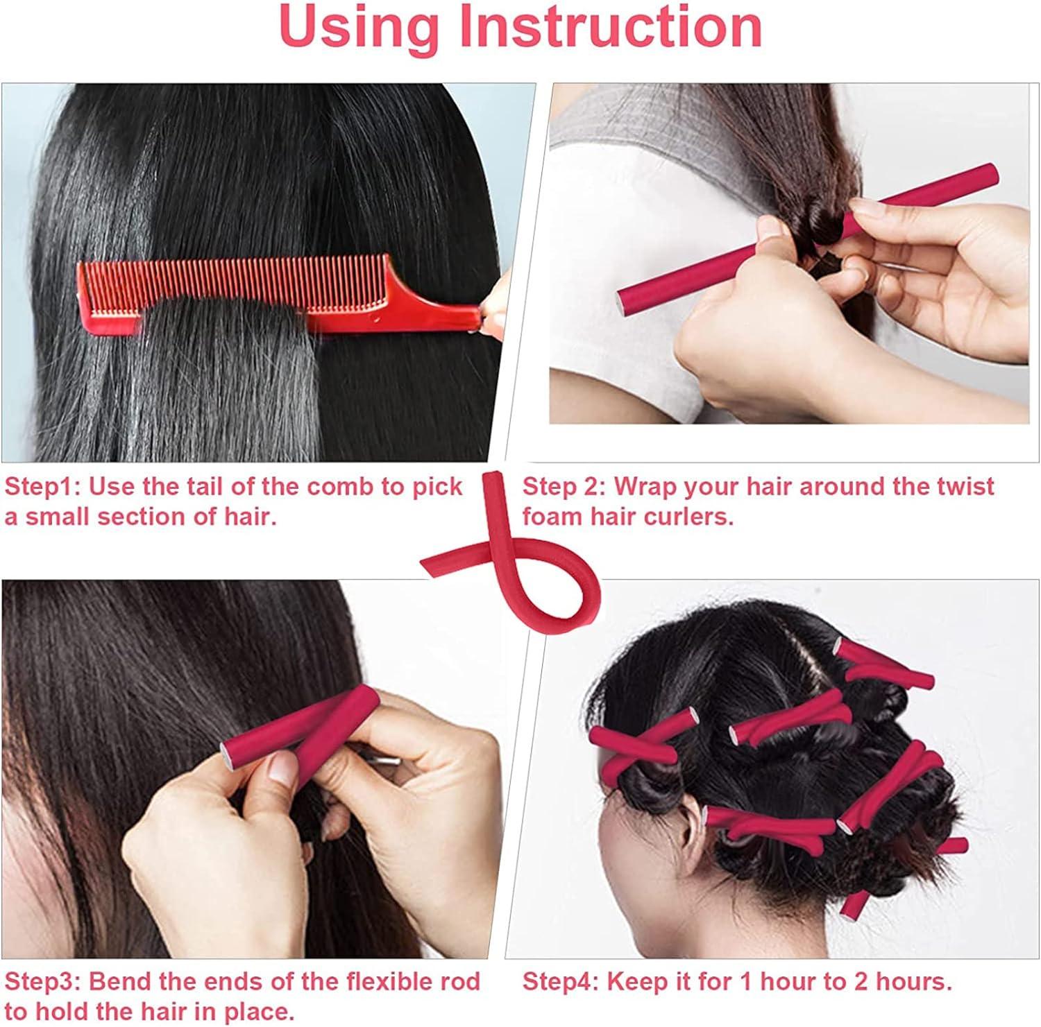 JEOPKO 20 Pieces Flexible Hair Curler Foam Hair Rollers Heatless ...