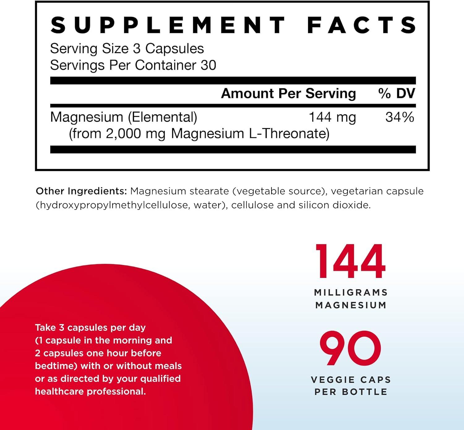Jarrow Formulas MagMind 90 Capsules (Pack of 2) - Magnesium L-Threonate ...