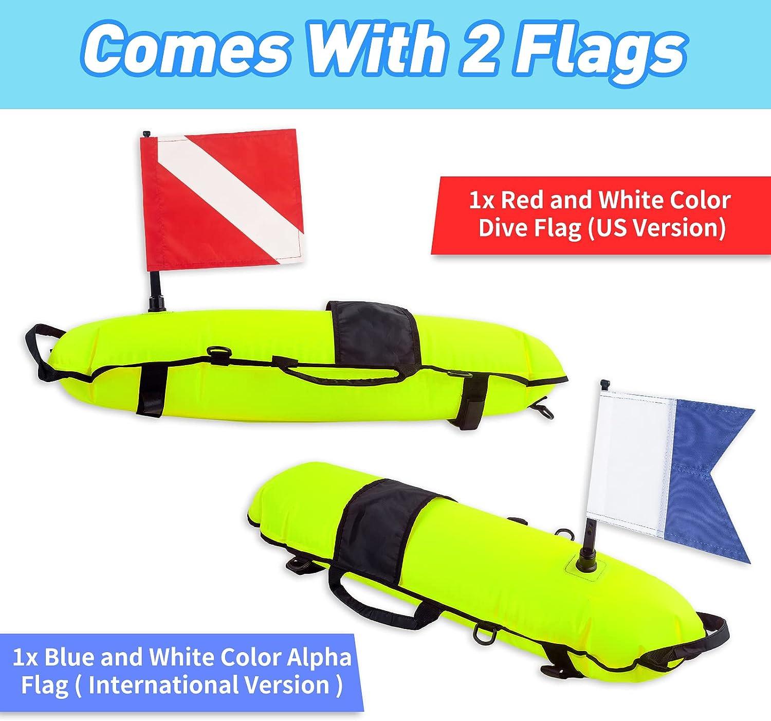 Inflatable Diving Safety Surface Marker Buoy with Dive Flags for Scuba ...
