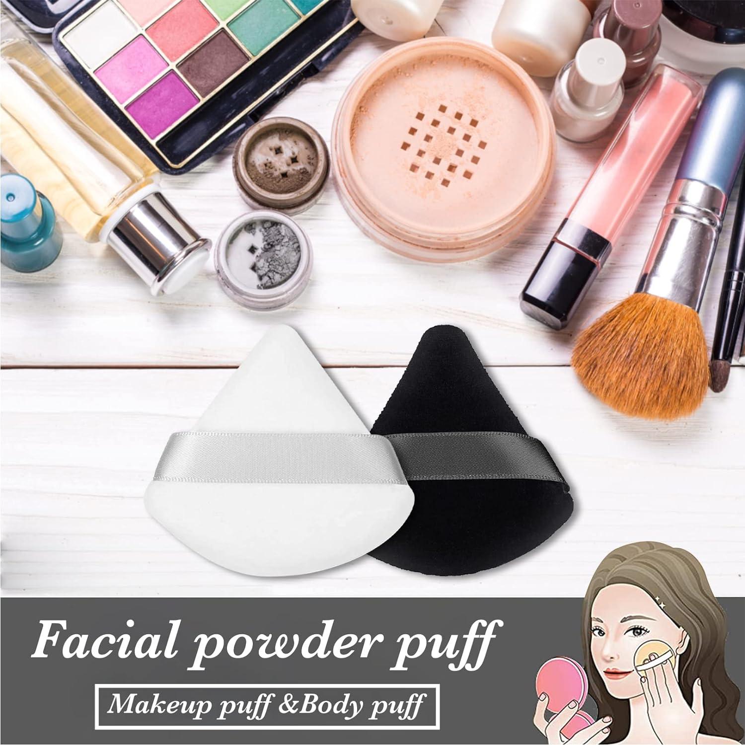 Reusable Makeup Triangle Powder Puff Set with Strap - Black and White ...