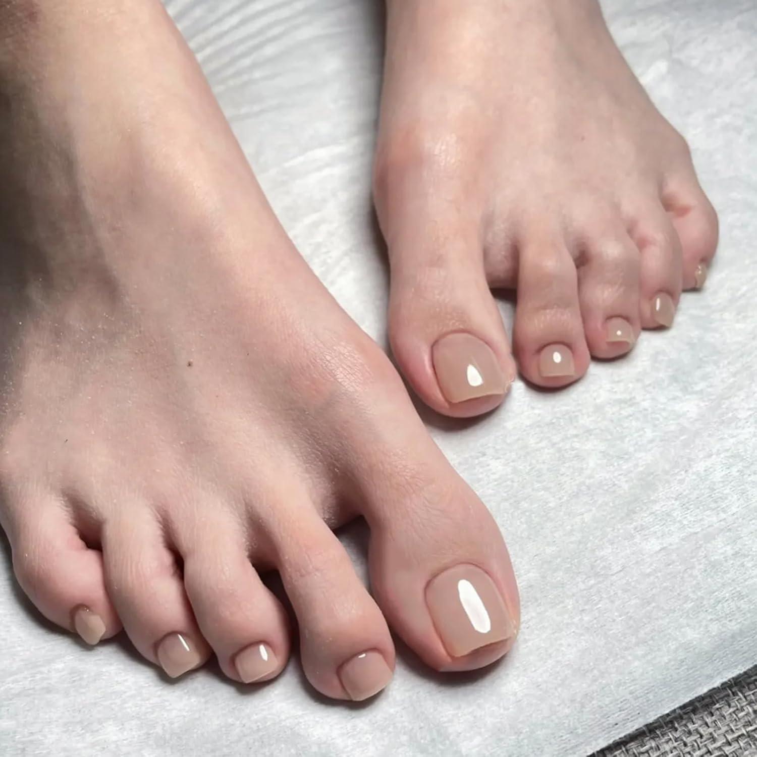 Kryzalite 24 Square Artificial Toenails with Gel Glue - Shiny Finish ...