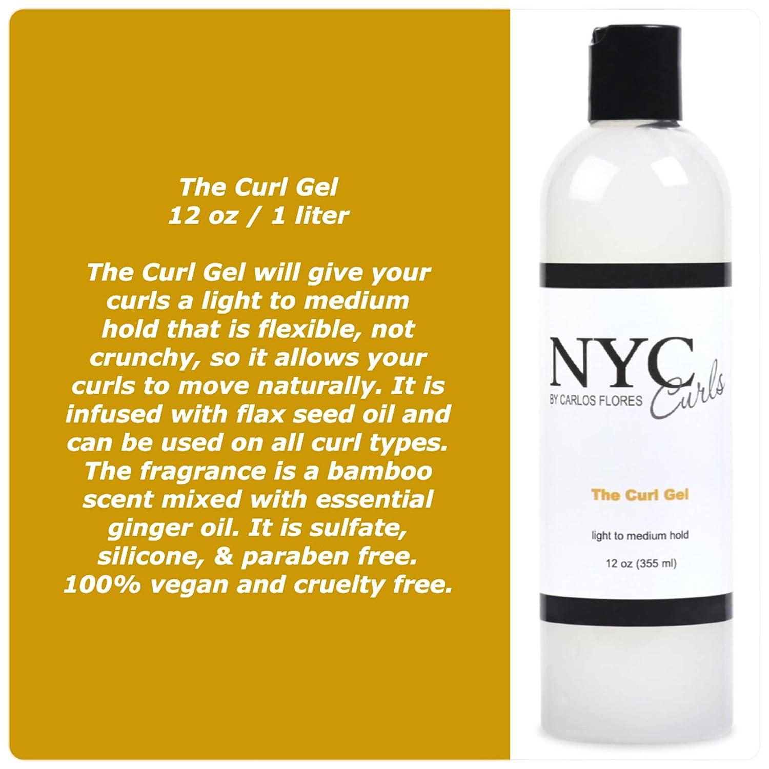 NYC Curls Flexi-Hold Curl Gel - Flax Seed & Vegan Formula for Curly, Coily & Wavy Hair | 12 FL ...