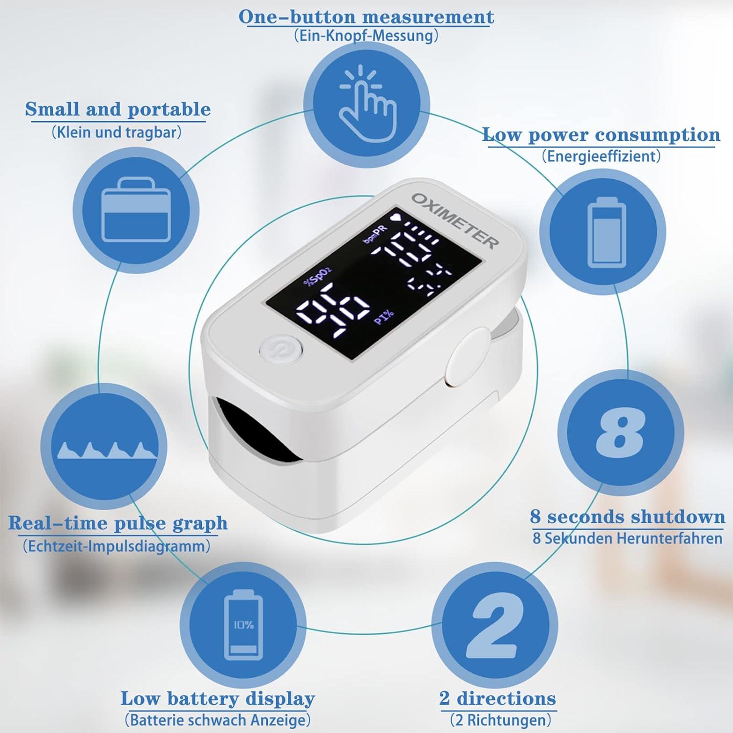 Buy Pulsoximeter - Accurate Oxygen Saturation & Pulse Rate Monitor with ...