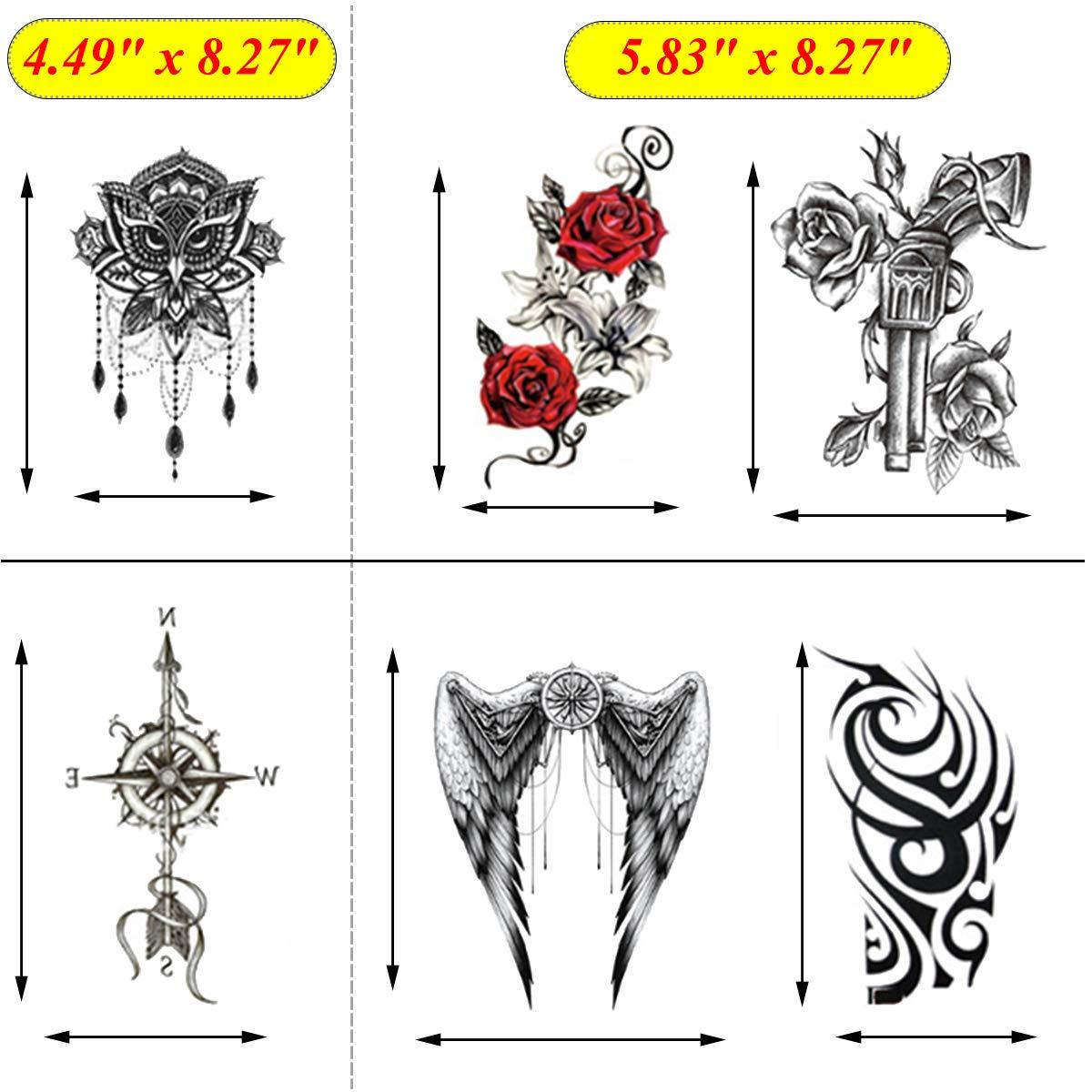 18 Pcs Full Arm Waterproof Temporary Tattoo Stickers - Black Body Art ...