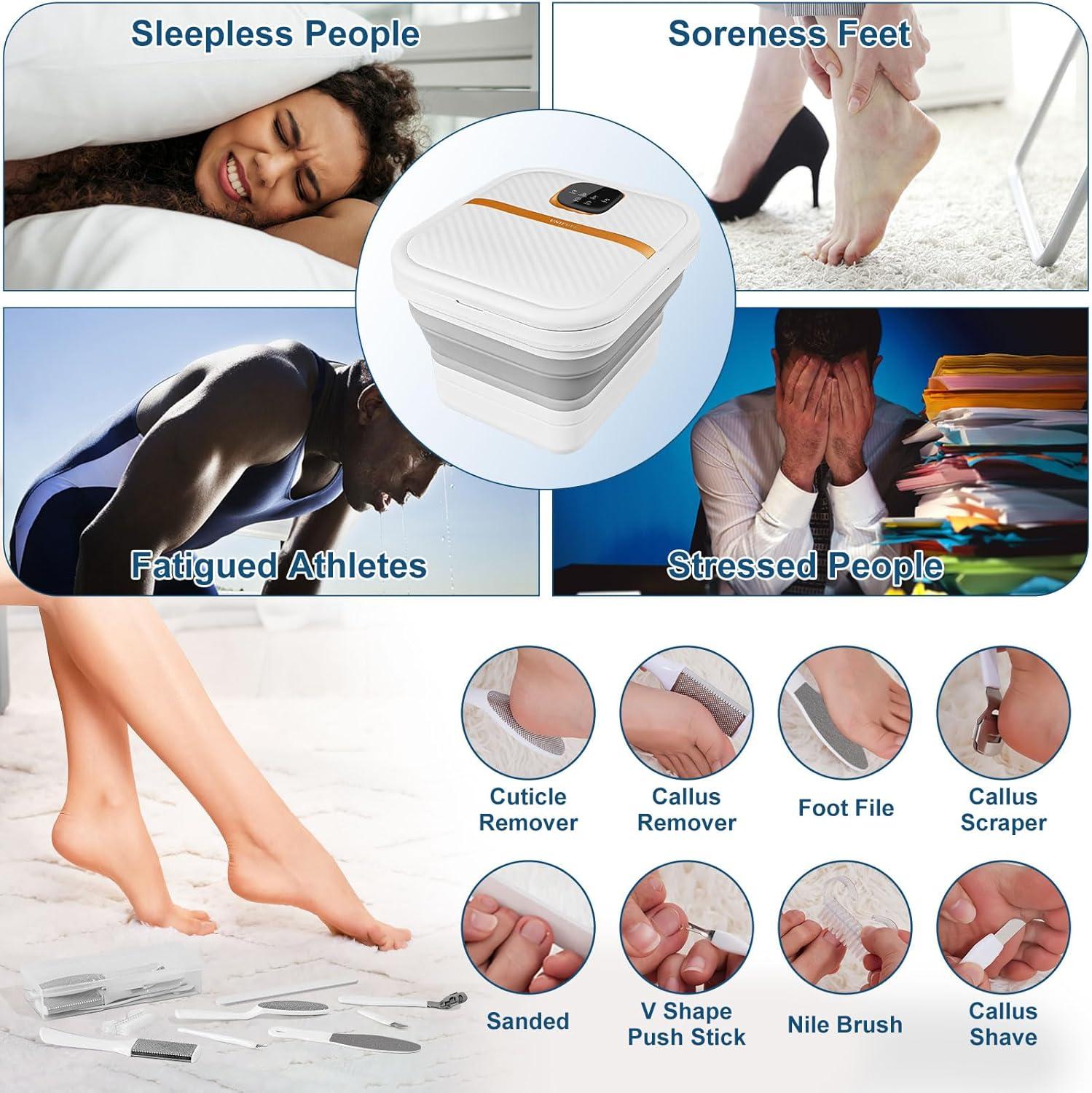 UNIFULL Collapsible Foot Spa Bath with Heat Motorized Massager Touch ...