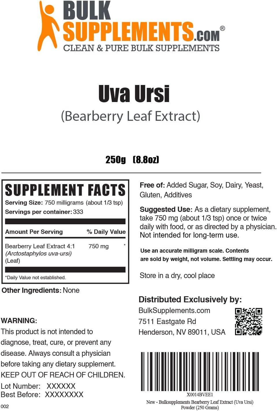 Bearberry Leaf Extract - Uva Ursi Supplement for Kidney & Urinary Tract ...