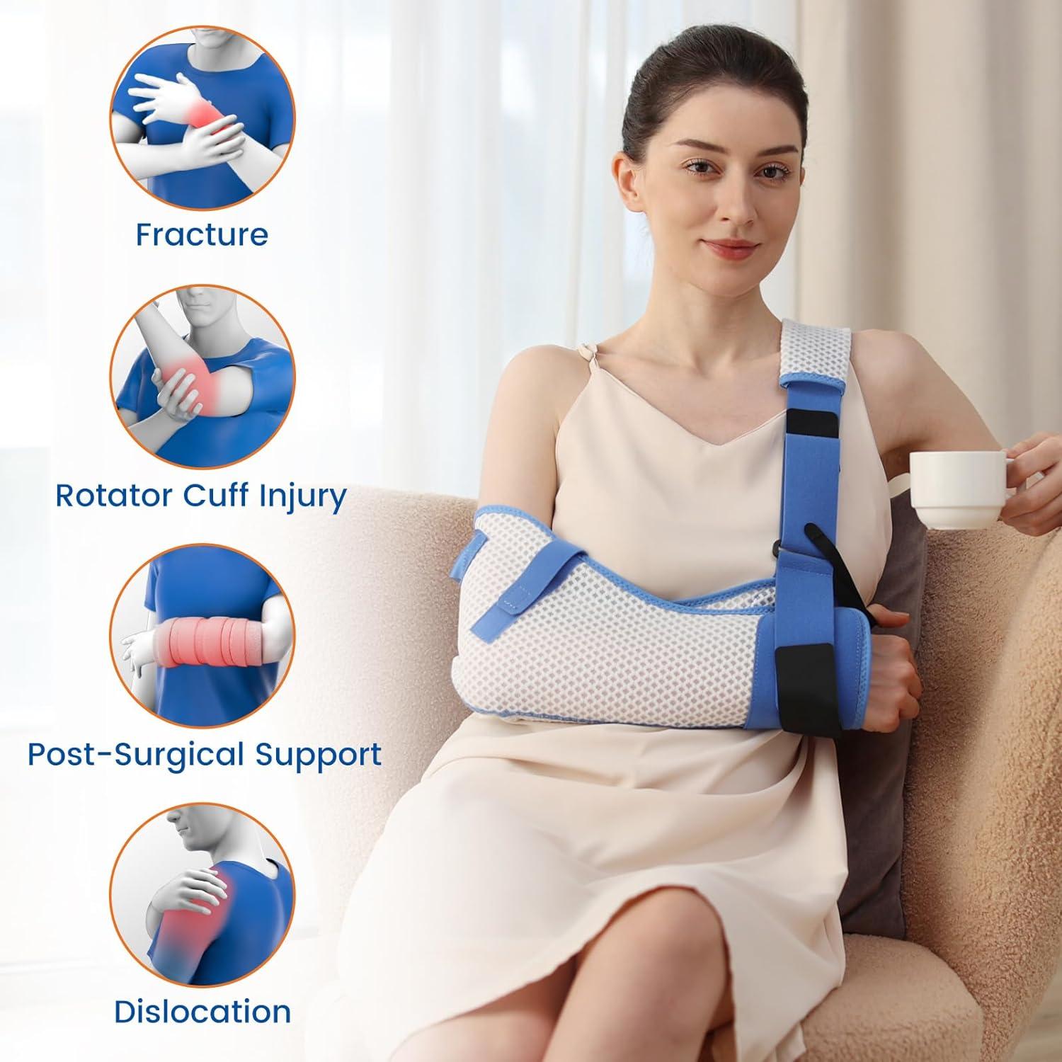 Arm Sling for Shoulder Injury - Adjustable Immobilizer Brace Support ...