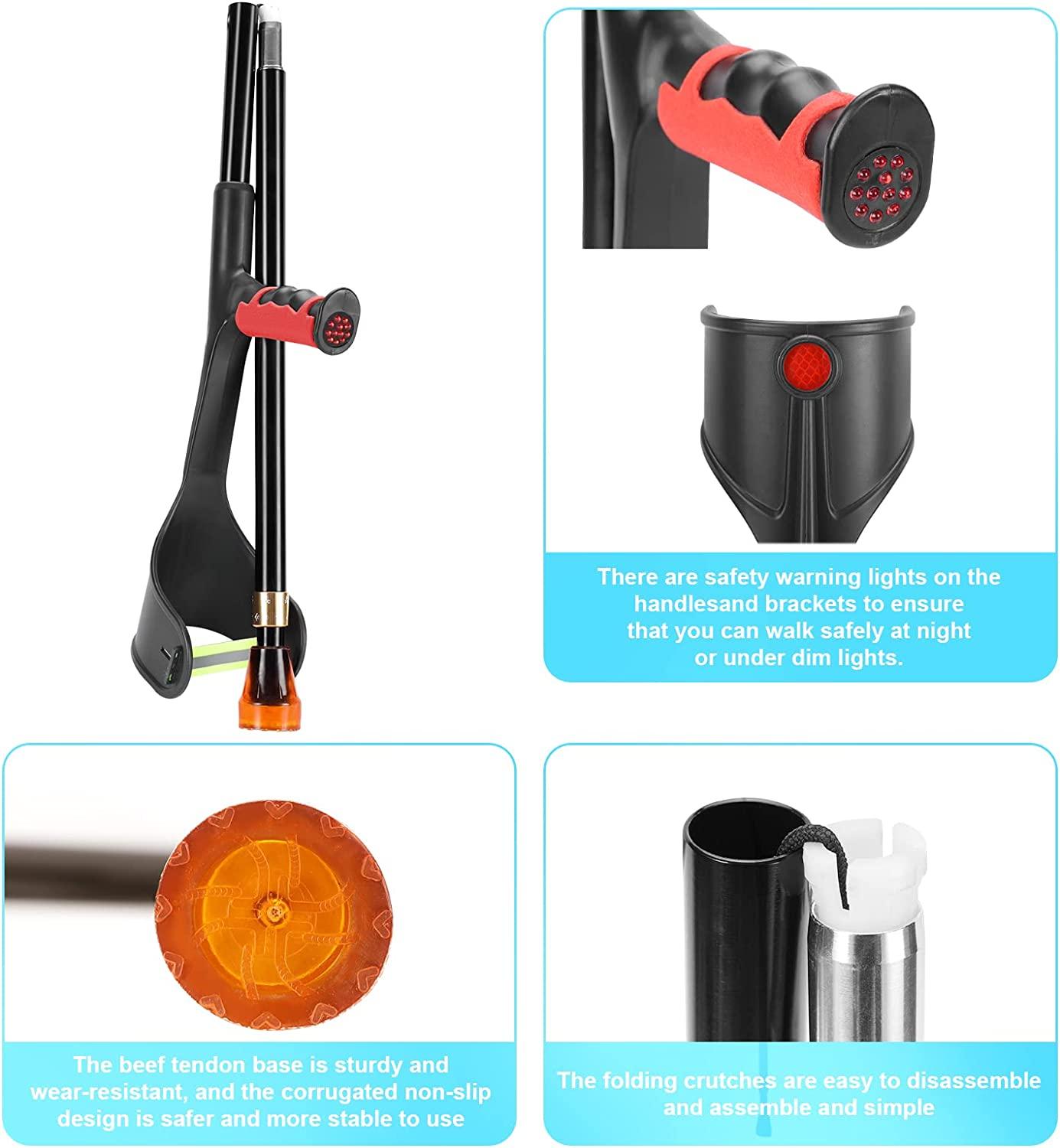 Antdvao Folding Forearm Crutches Pair - Lightweight & Adjustable with Rubber Handles - Non-Slip ...