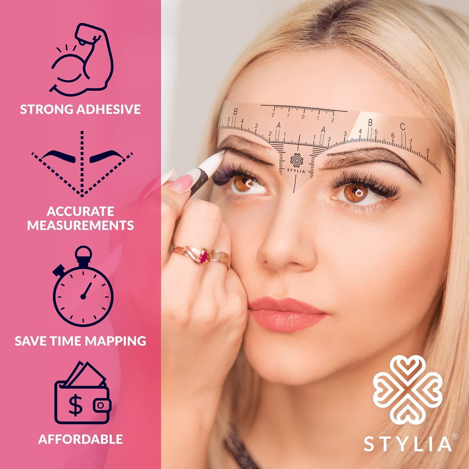 Disposable Eyebrow Ruler Stencils - 100-Pack Transparent Mapping ...